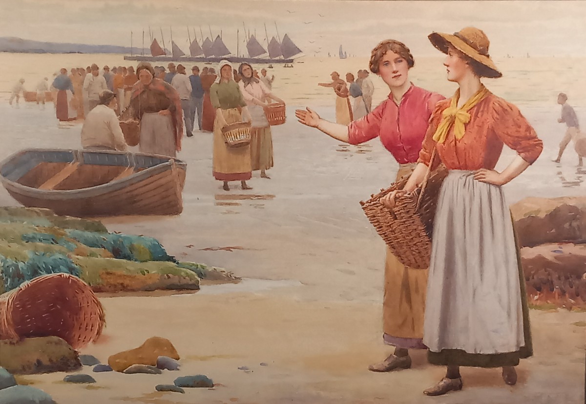 Ralph TODD (British 1856-1932) Unloading the Catch, Newlyn, Watercolour ...