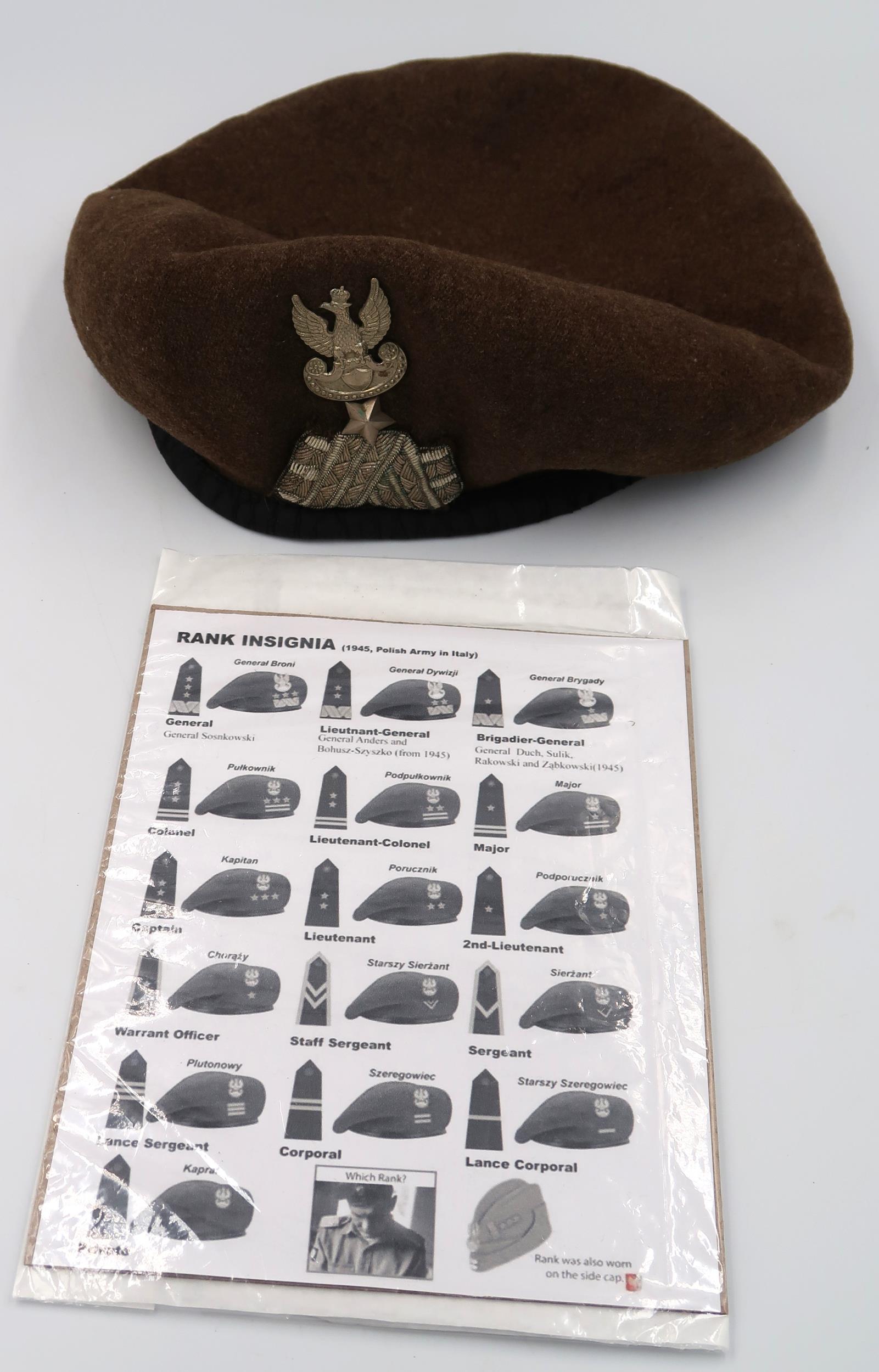 A circa 1945 Polish Brigadier Generals Beret