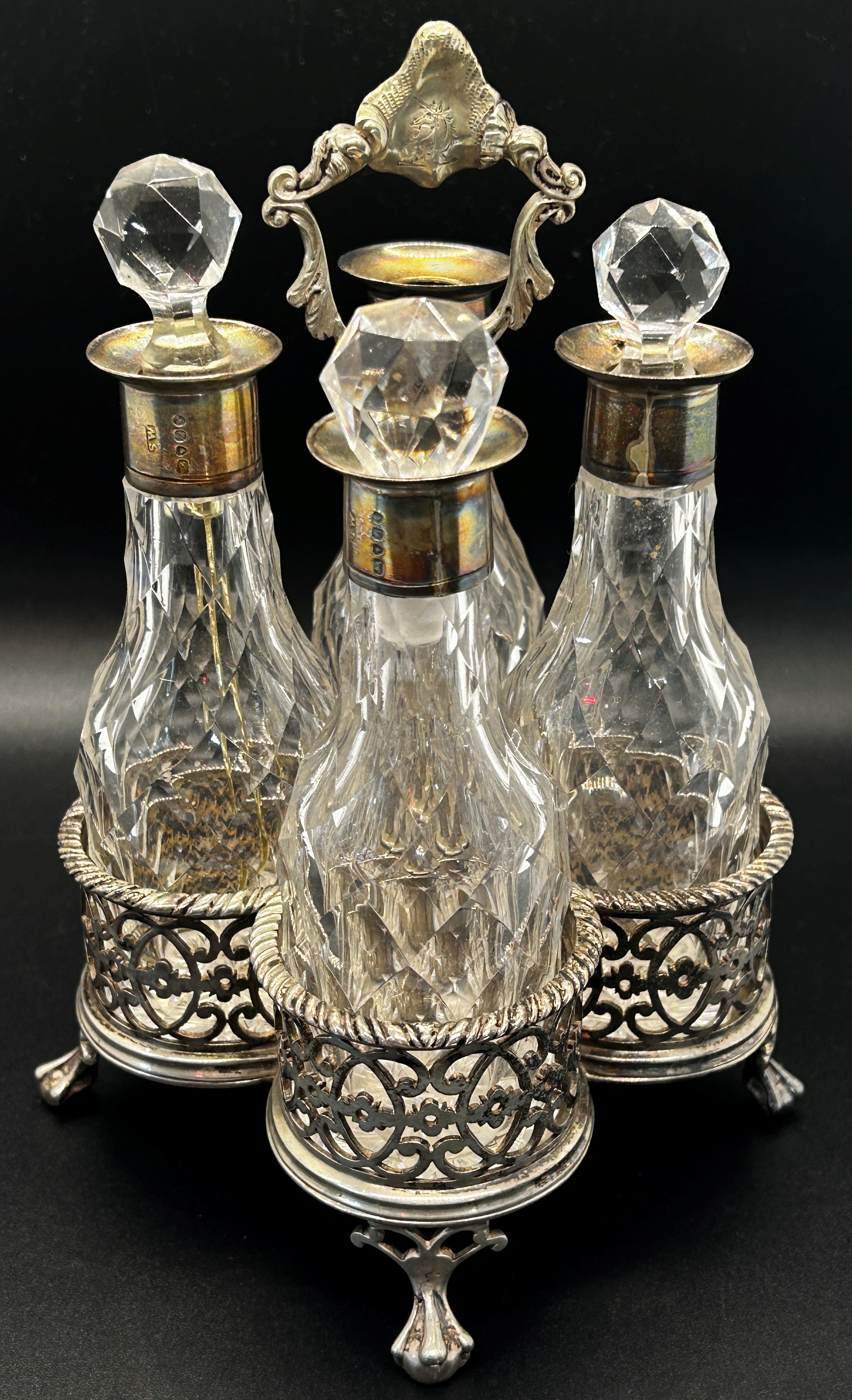 A Victorian four-piece cruet set, London 1851, maker Samuel Whitford ...