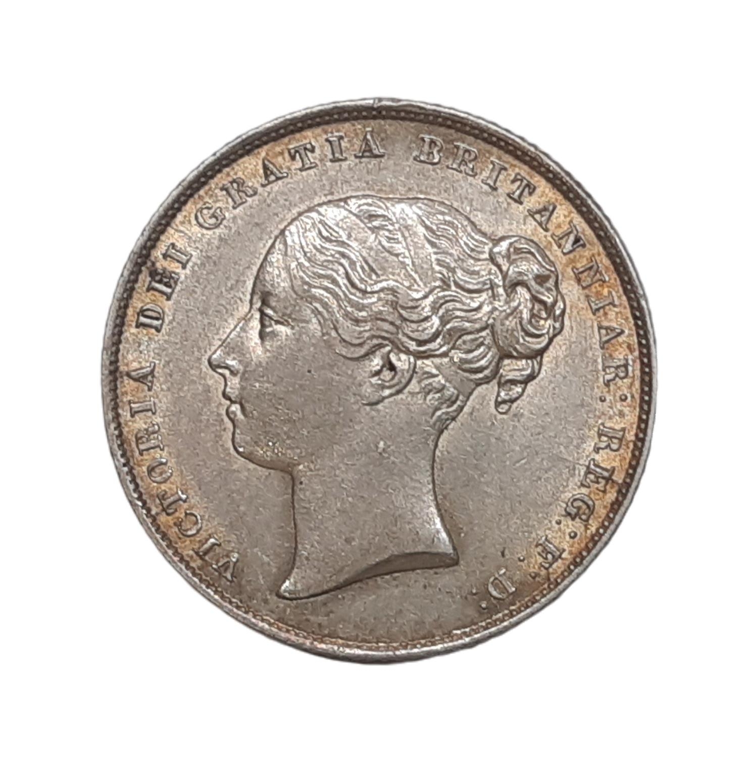 Victoria (1837 - 1901) A silver shilling coin, 1853.