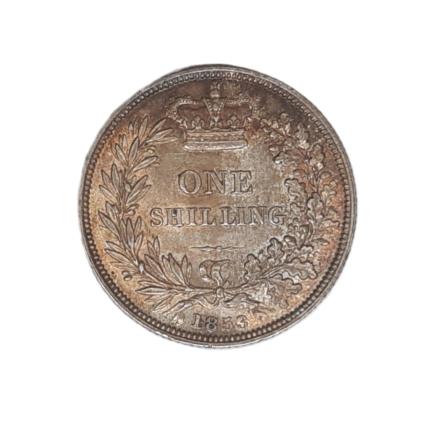 Victoria (1837 - 1901) A silver shilling coin, 1853.