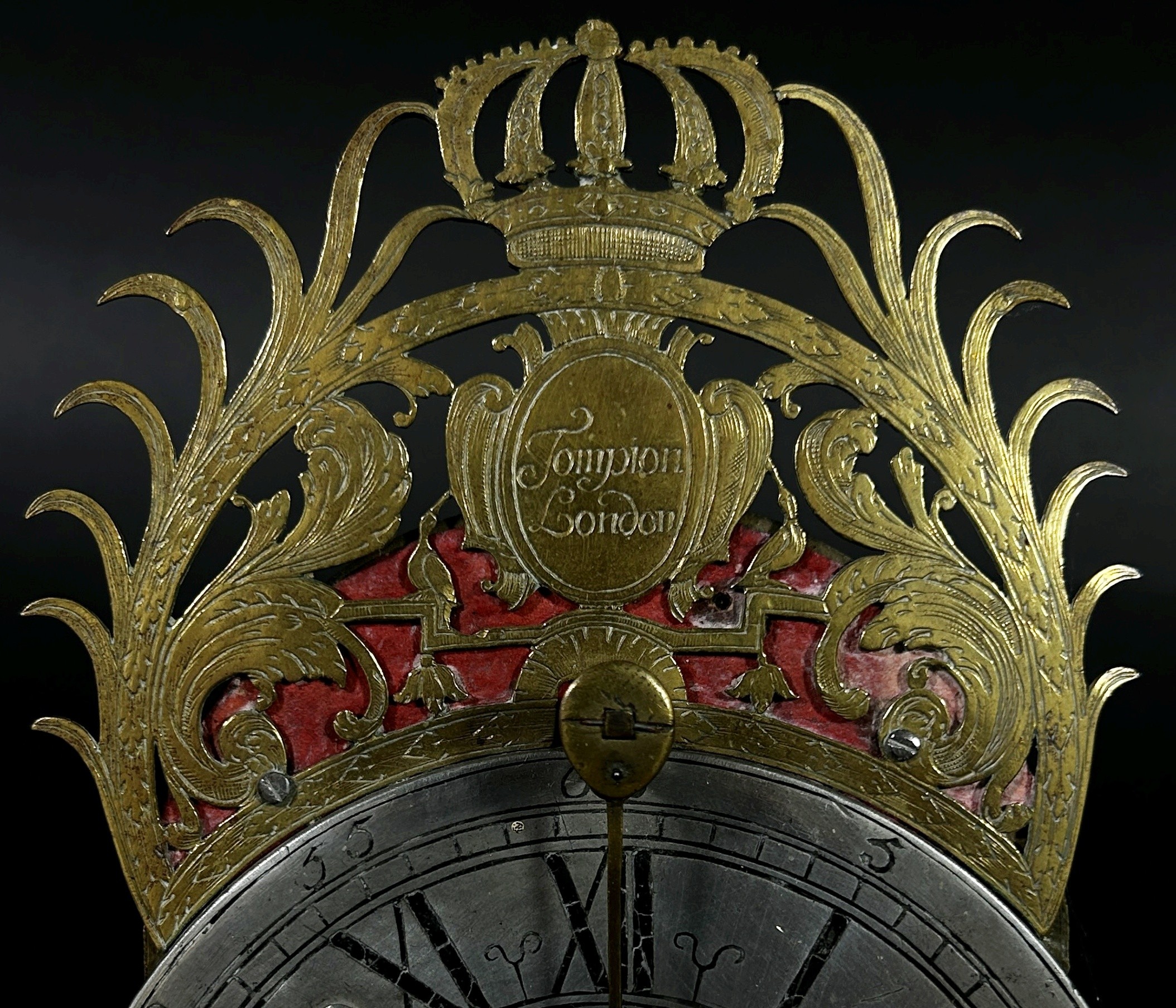 An interesting and unusual miniature hook and spike wall clock signed ...