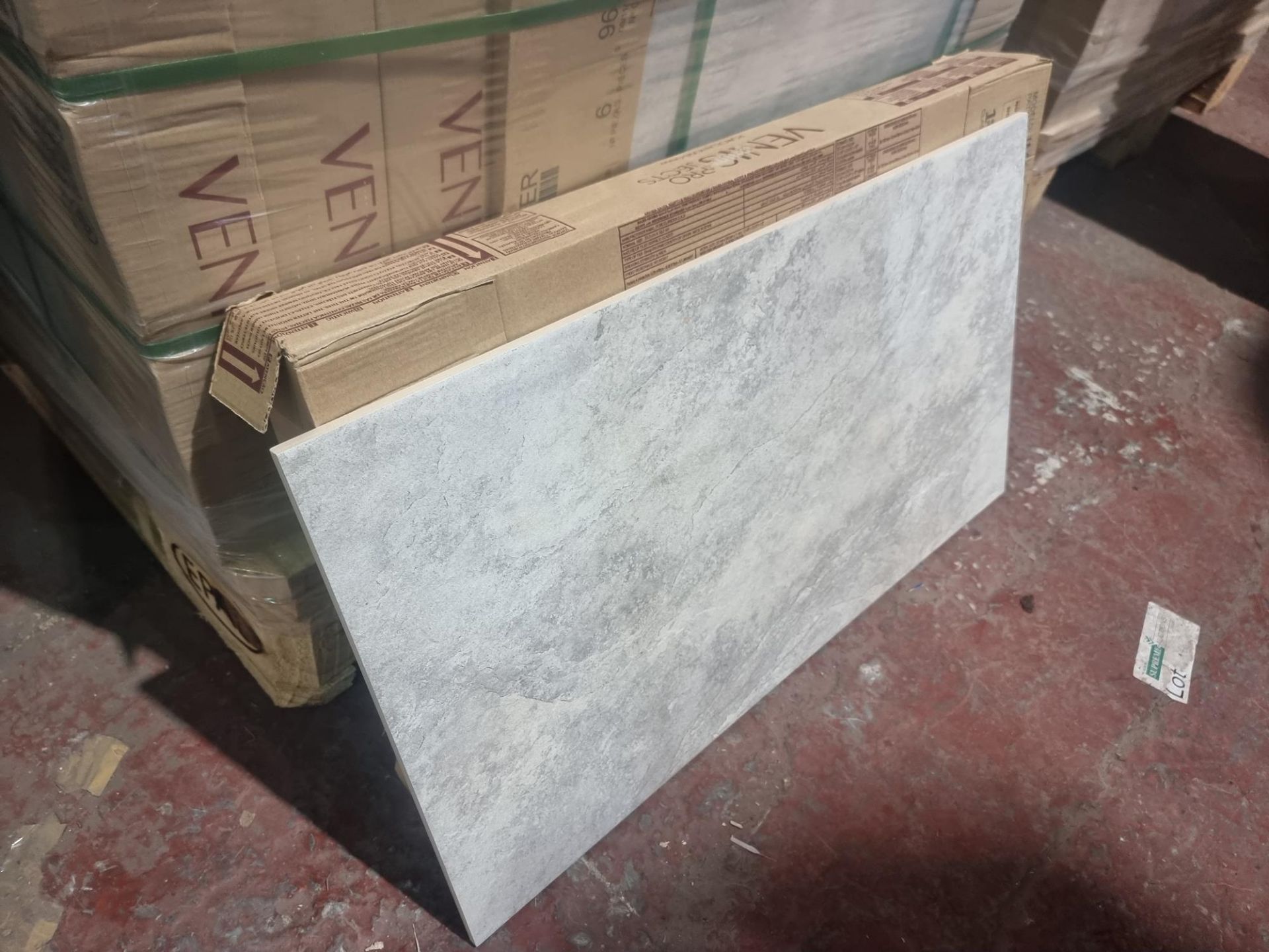 10 X BOXES OF PORCELANOSA IMAGE SILVER TILES. EACH TILE MEASURES ...