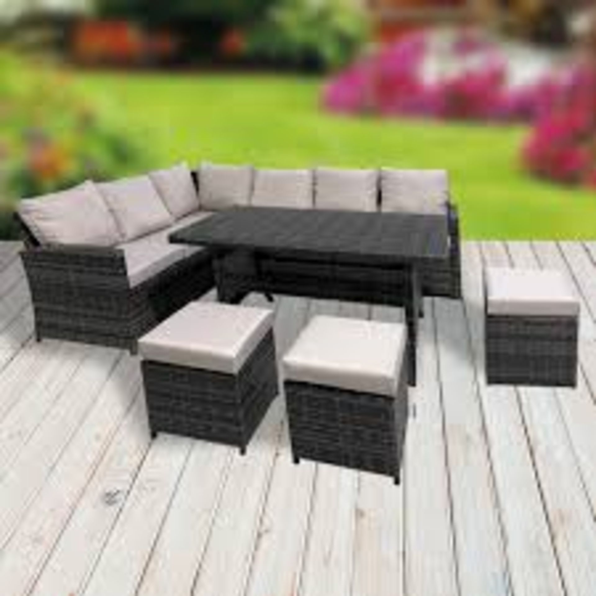 6 SEATER OUTDOOR CORNER DINING SET, SOFT REMOVABLE CUSHIONS, STRONG AND ...