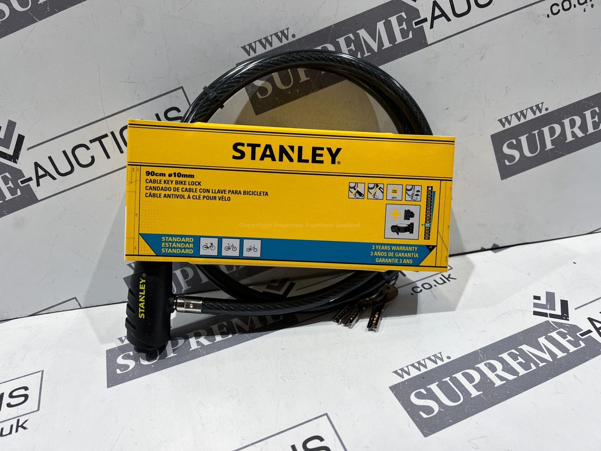 4 X BRAND NEW STANLEY FAMILY KEY BIKE LOCKS BLACK 10 X 900MM WITH 3 ...