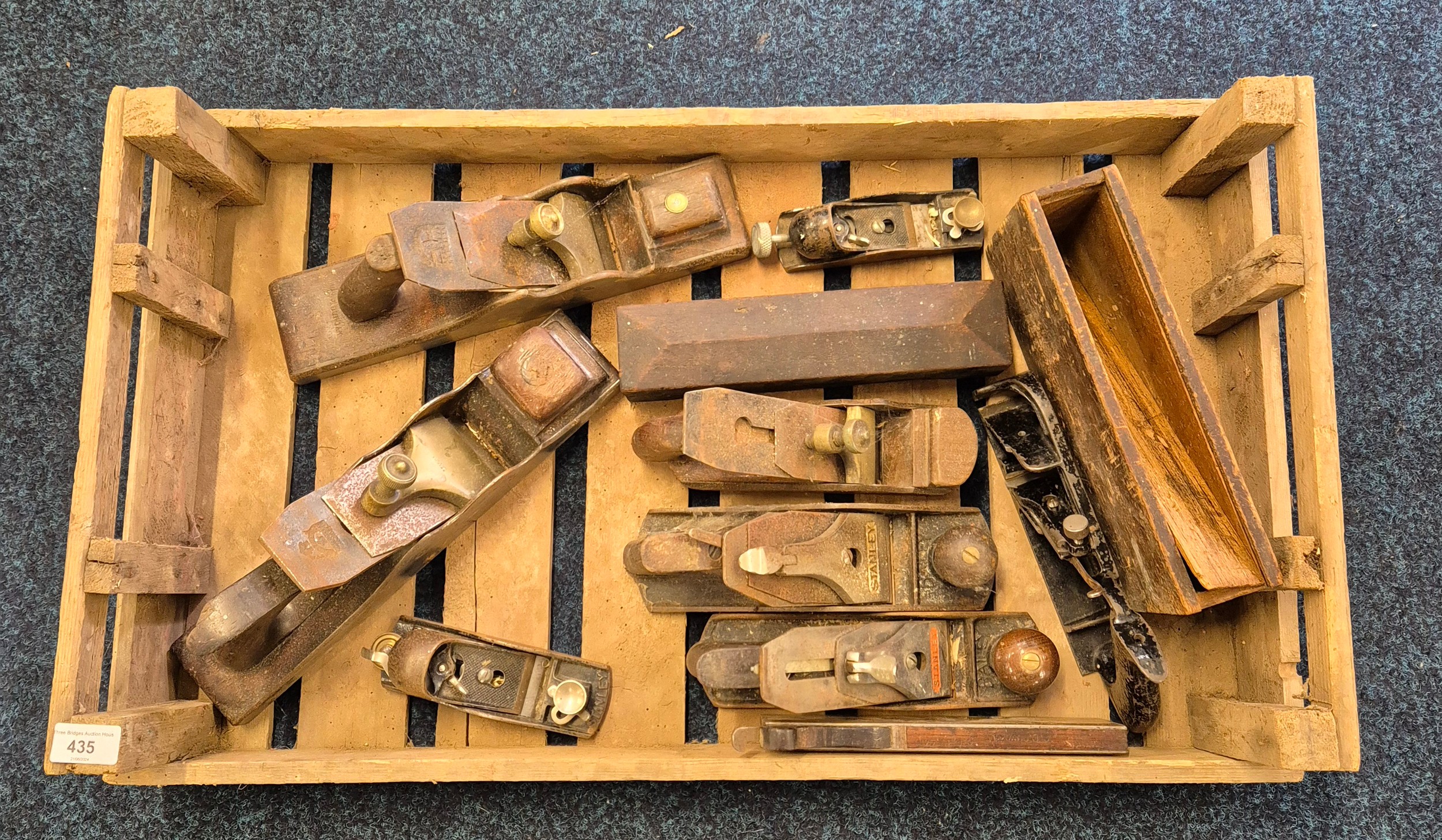 A Crate of Antique and vintage joiners planes; Spier's Ayr plane, C.R ...