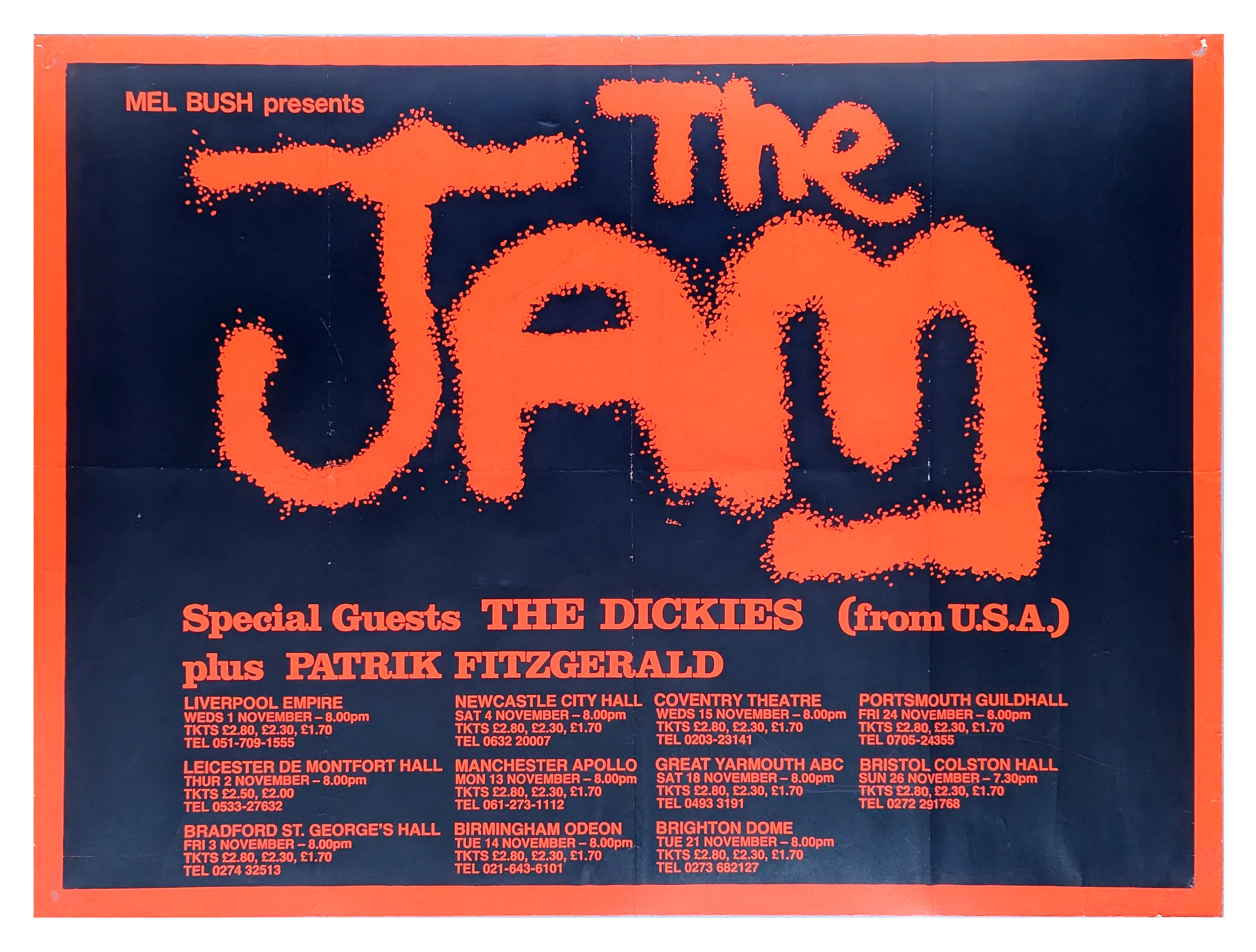 An original poster for the 1978 Apocalyse UK tour by The Jam. The ...