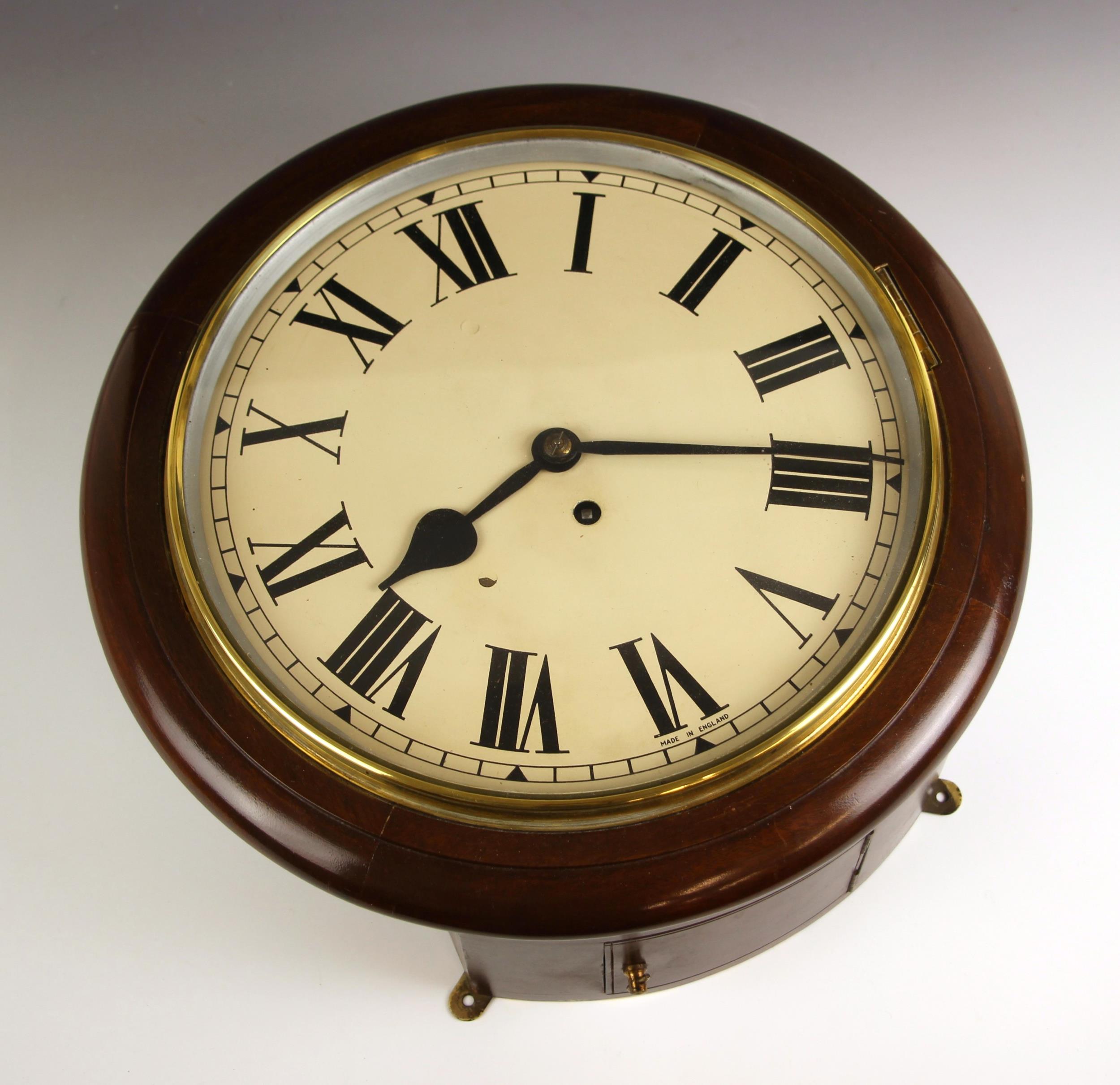 An eight day mahogany cased fusee wall clock, early 20th century, the ...