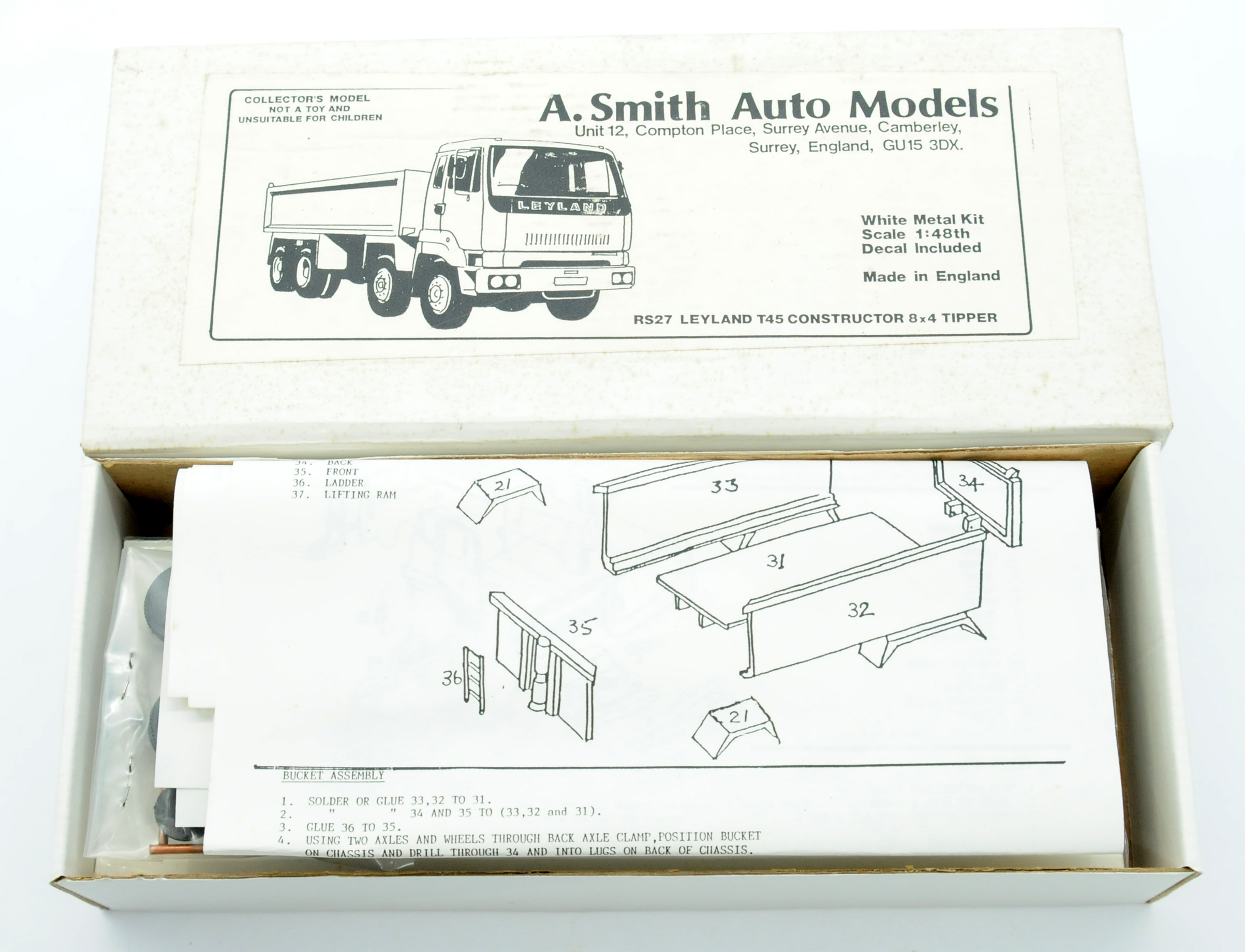 A Smith Auto Models RS27 Leyland T45 Constructor 8x4 Tipper. Contents ...