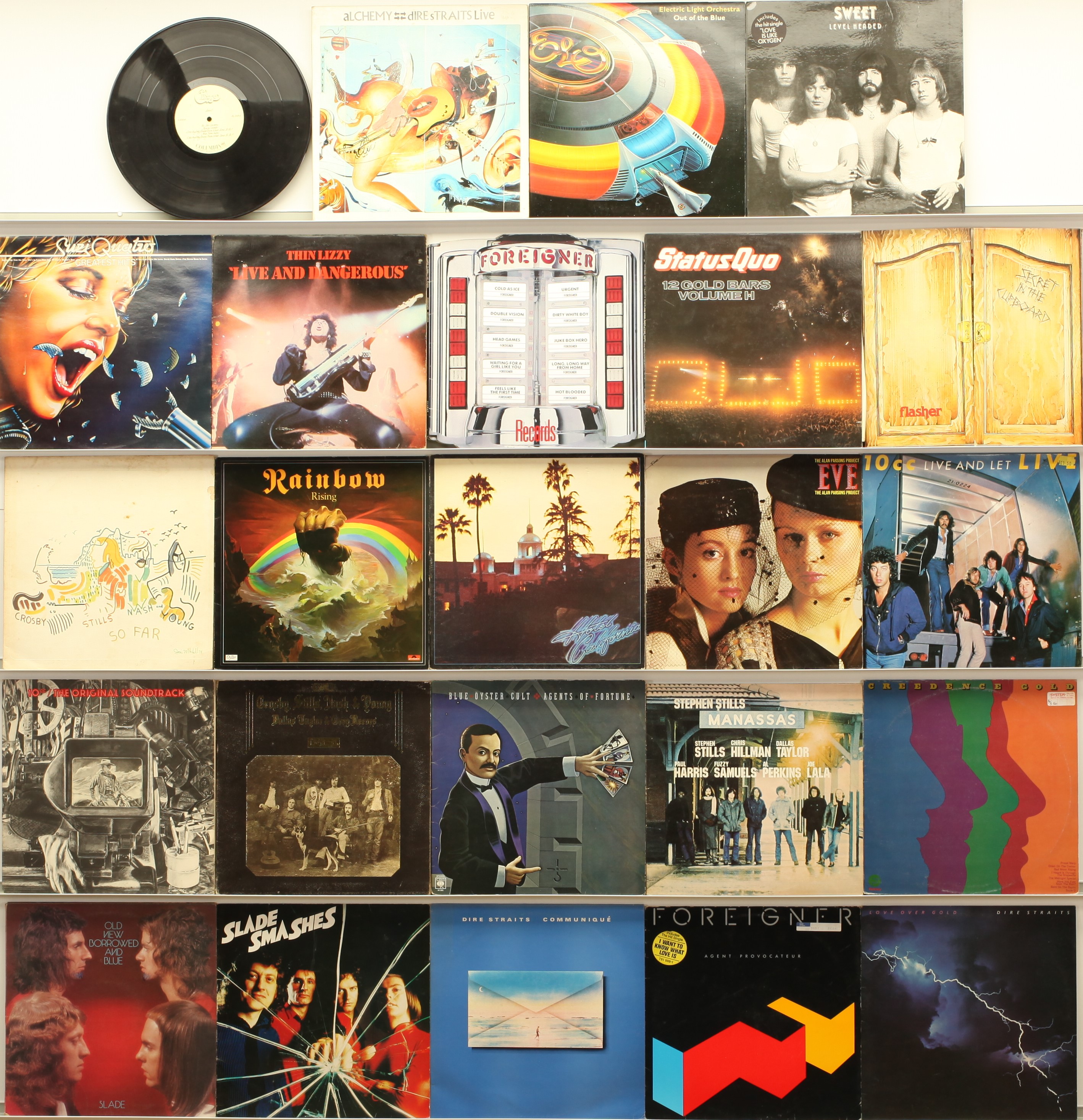Collection of 1970's Rock LPs Thin Lizzy, ELO, Slade. Includes: Blue ...