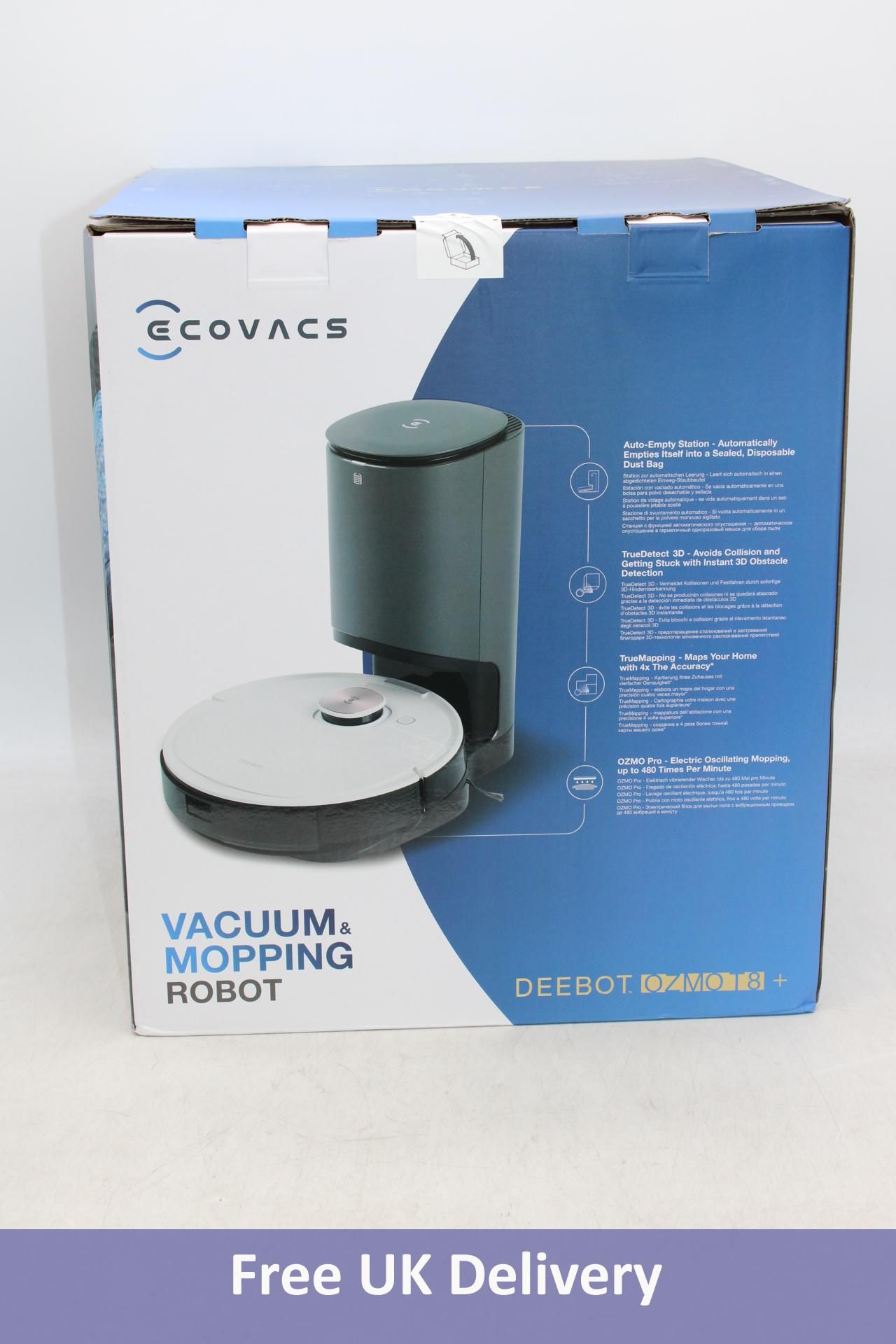 New Ecovacs Vacuum Mopping Robot Deebot Ozmot8 True Detect 3D, White/Black