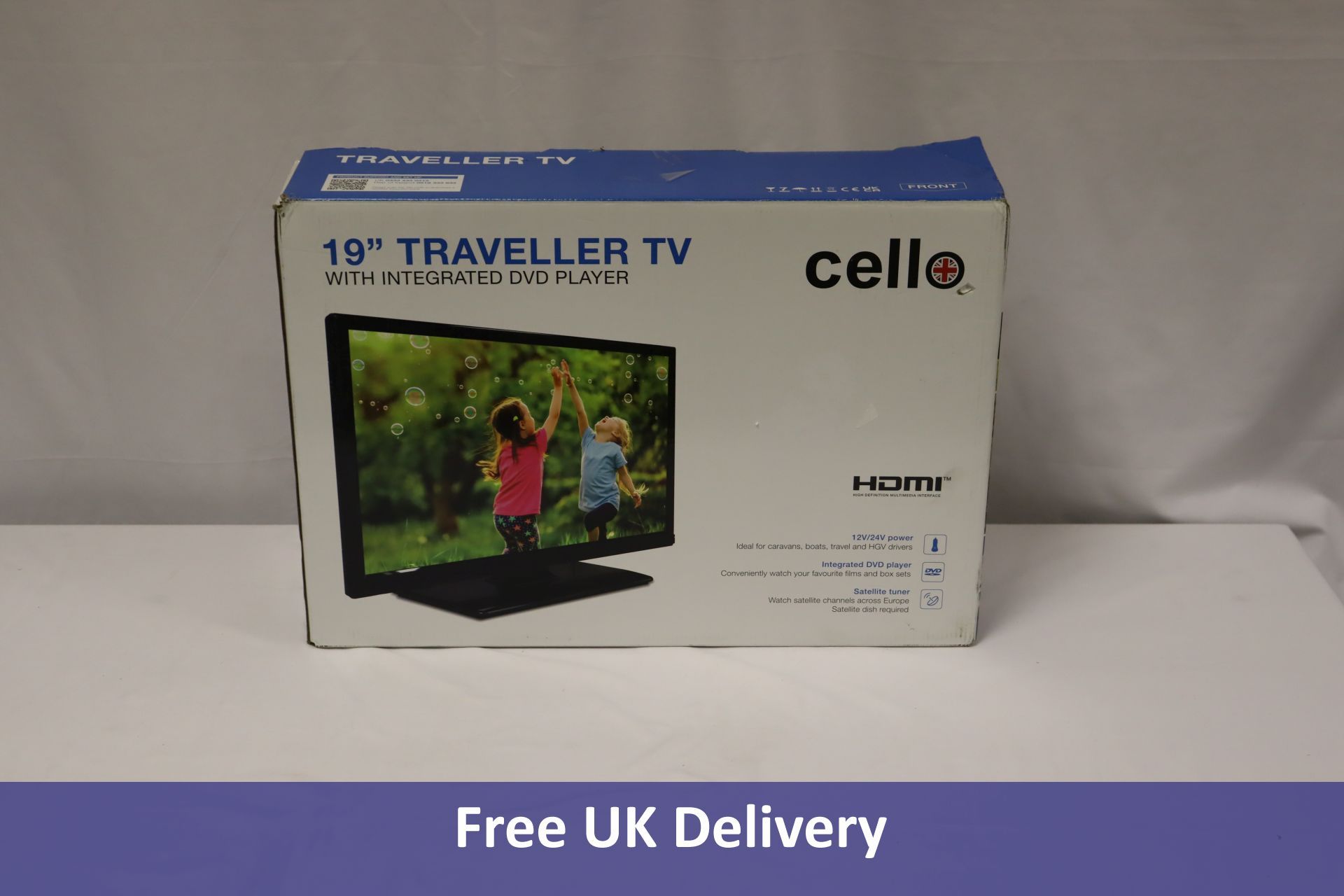 Cello 19” Traveller TV with built-in DVD Player and Satellite Tuner, 12 ...
