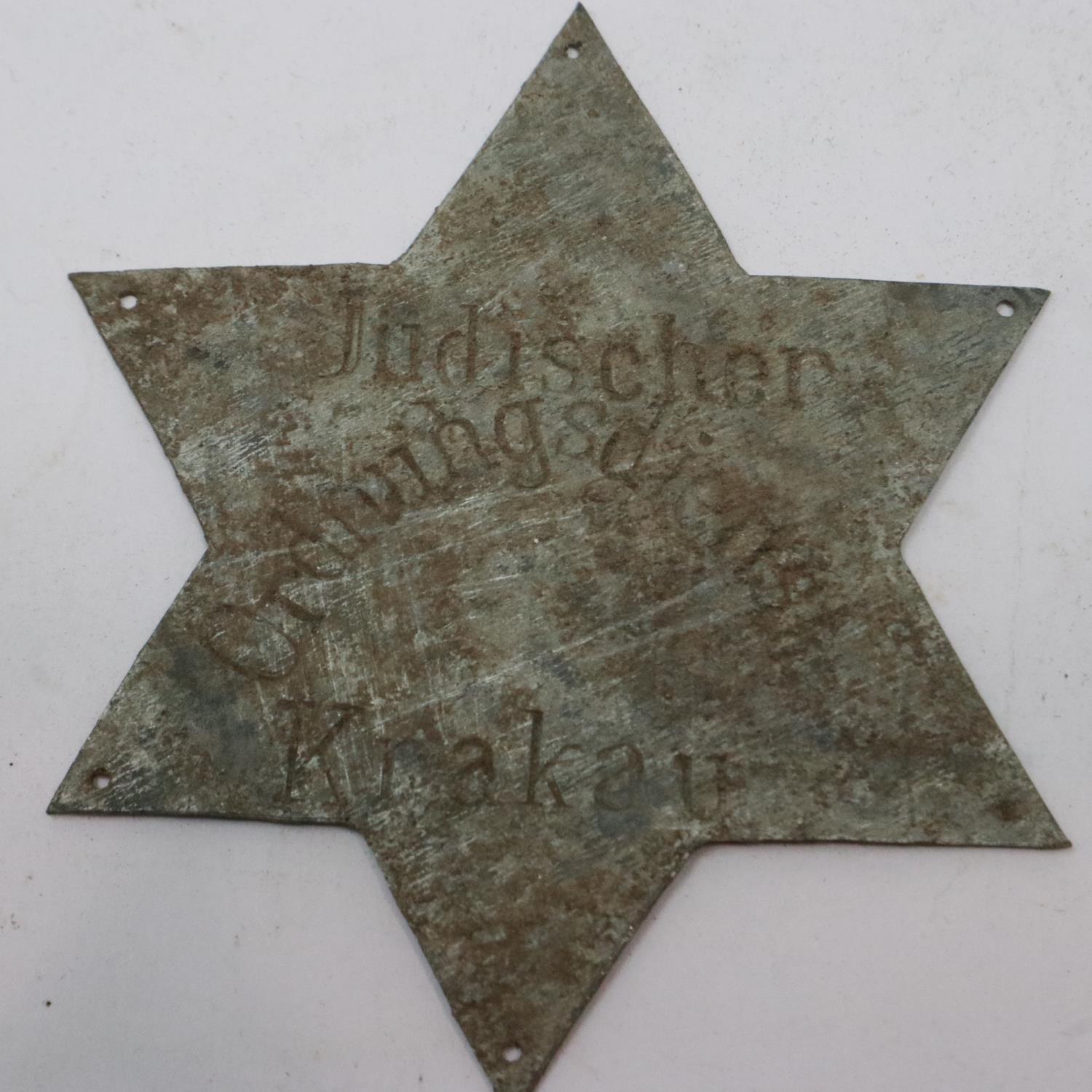Third Reich period Jewish Ghetto Police badge, crudely made from tin ...