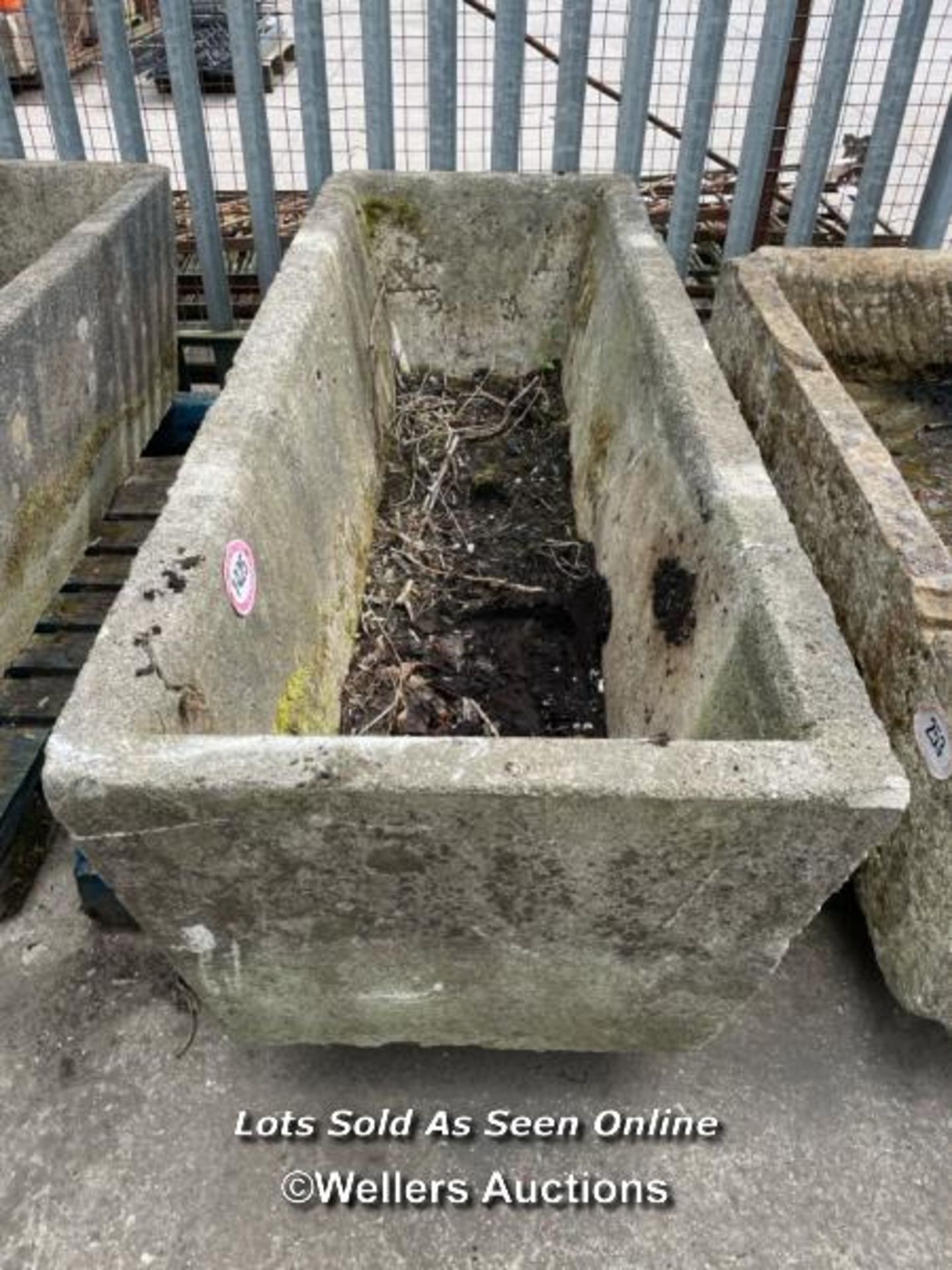 *A LARGE CONCRETE FARM TROUGH, 57CM (H) X 200CM (L) X 74CM (W)