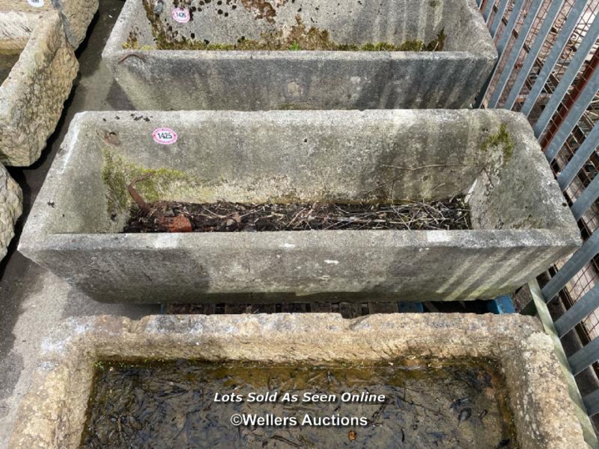 *A LARGE CONCRETE FARM TROUGH, 57CM (H) X 200CM (L) X 74CM (W)