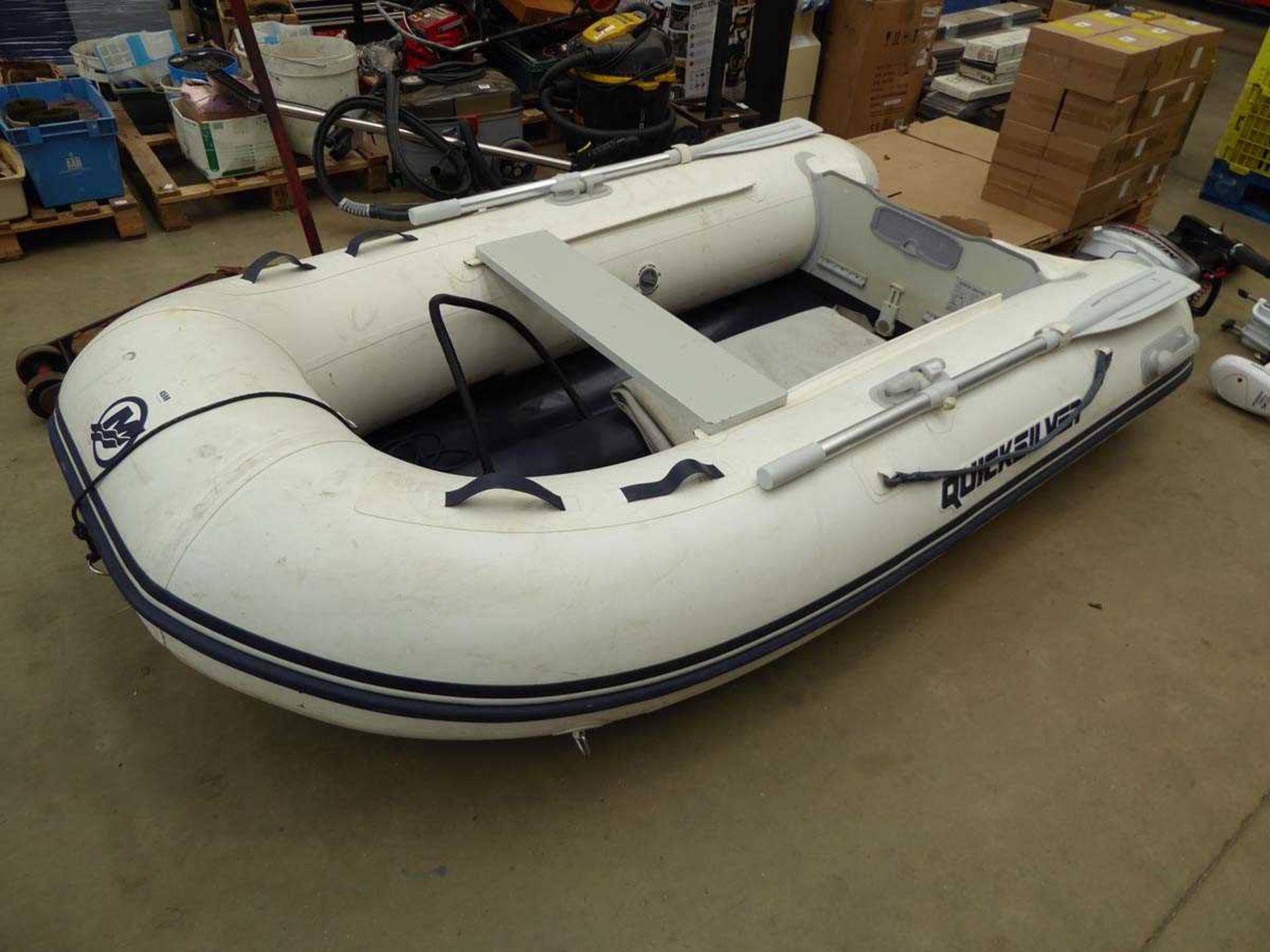 Quicksilver 250 Airdeck inflatable dinghy with oars and pump
