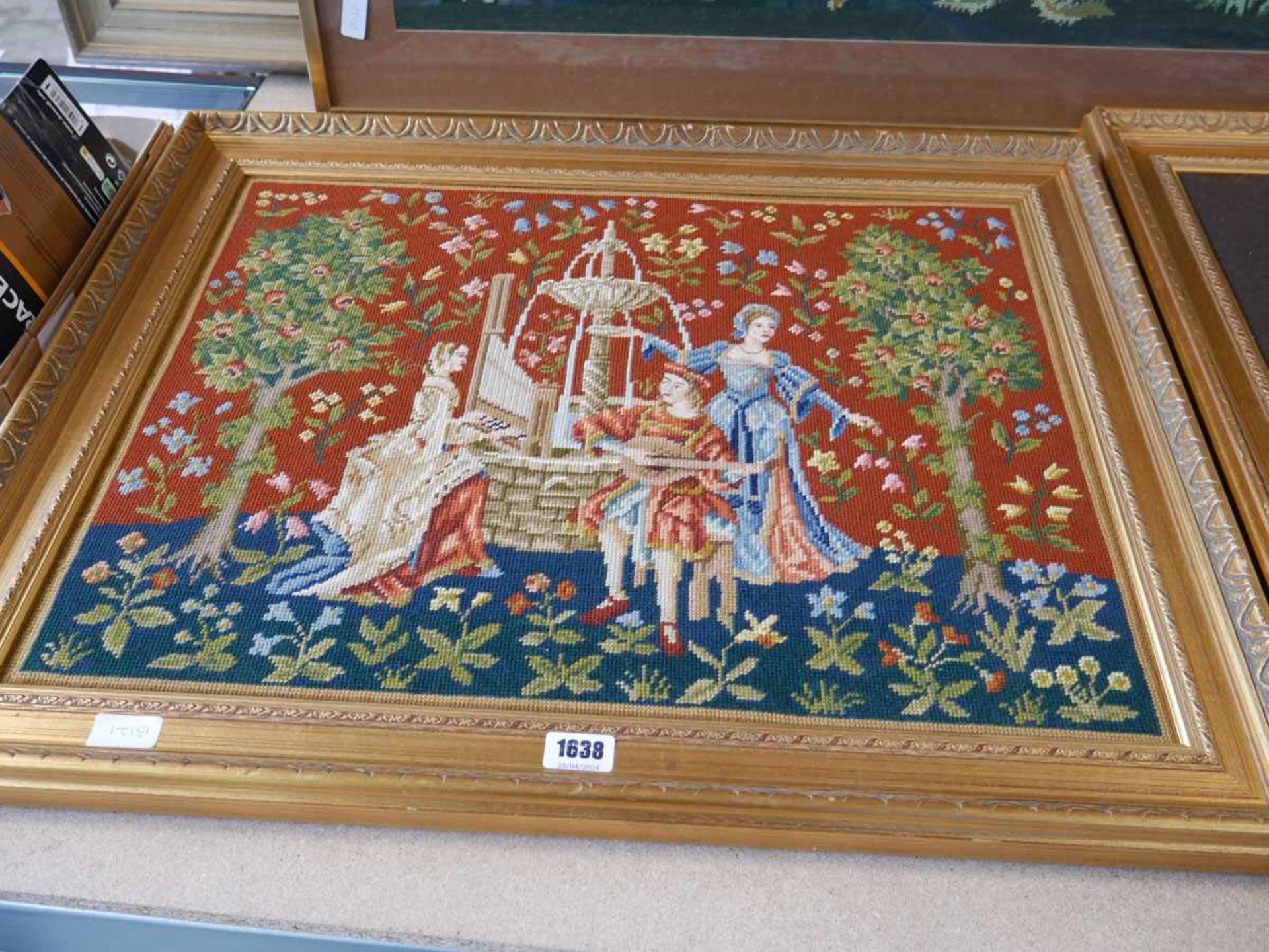 Collection of 5 large framed tapestries