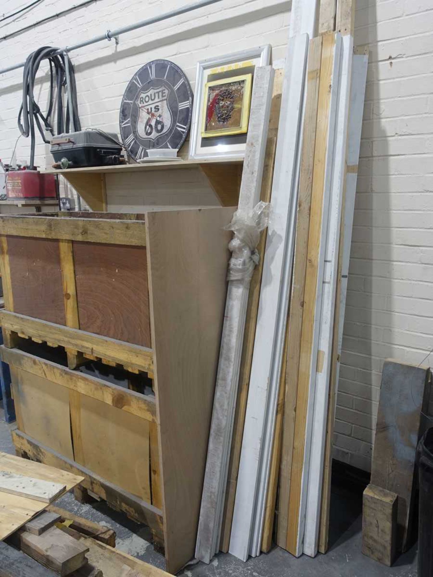 +VAT Welded metal 2m workbench, 1m square timber bench, various timber ...