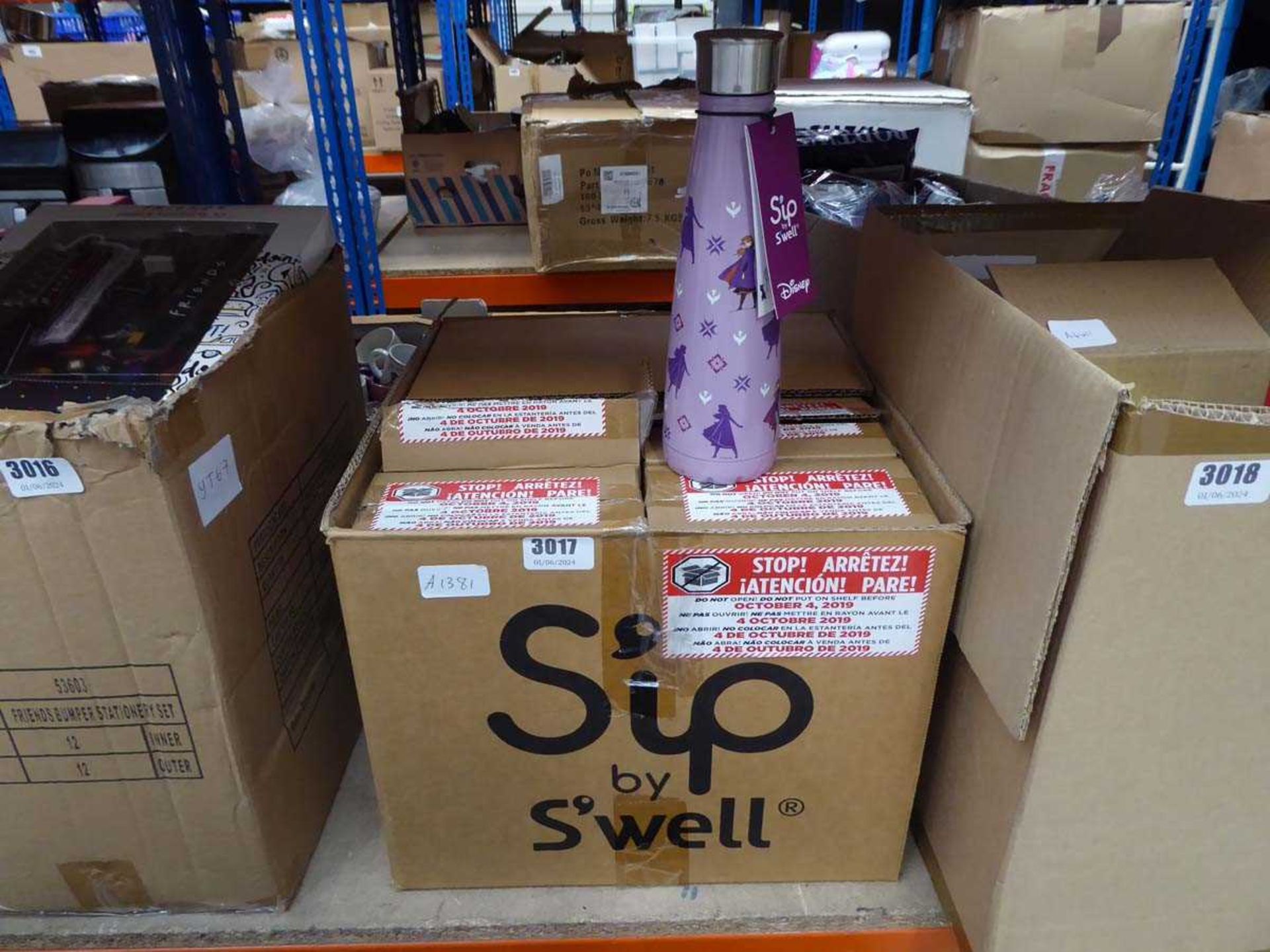 Box of Disney Frozen water bottles