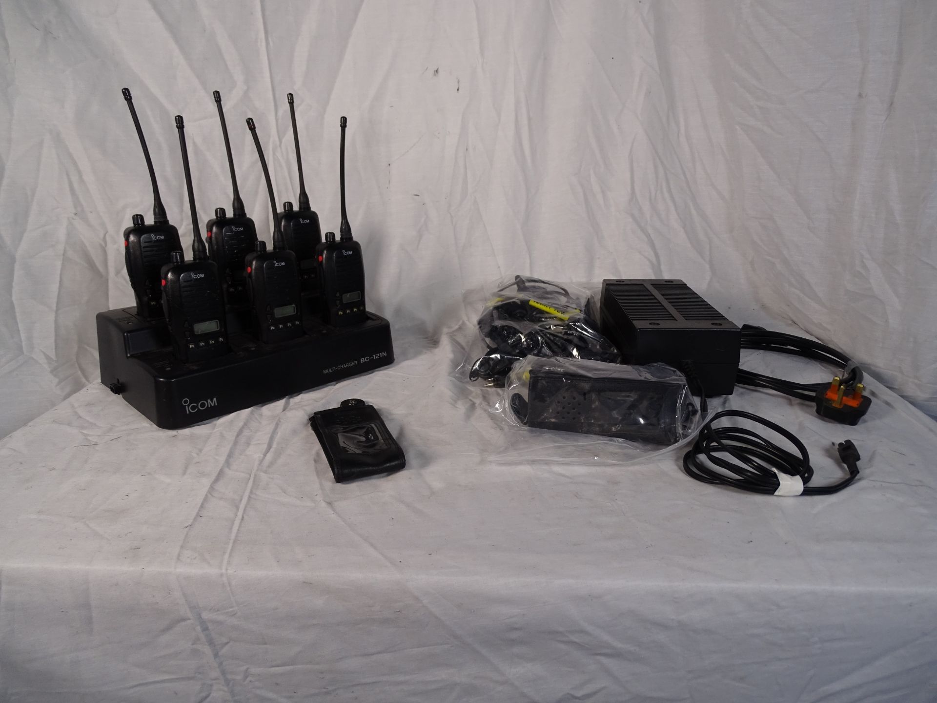 A 6 way ICOM IC-F4GS UHF Hand Portable Walkie Talkie Kit each with ...