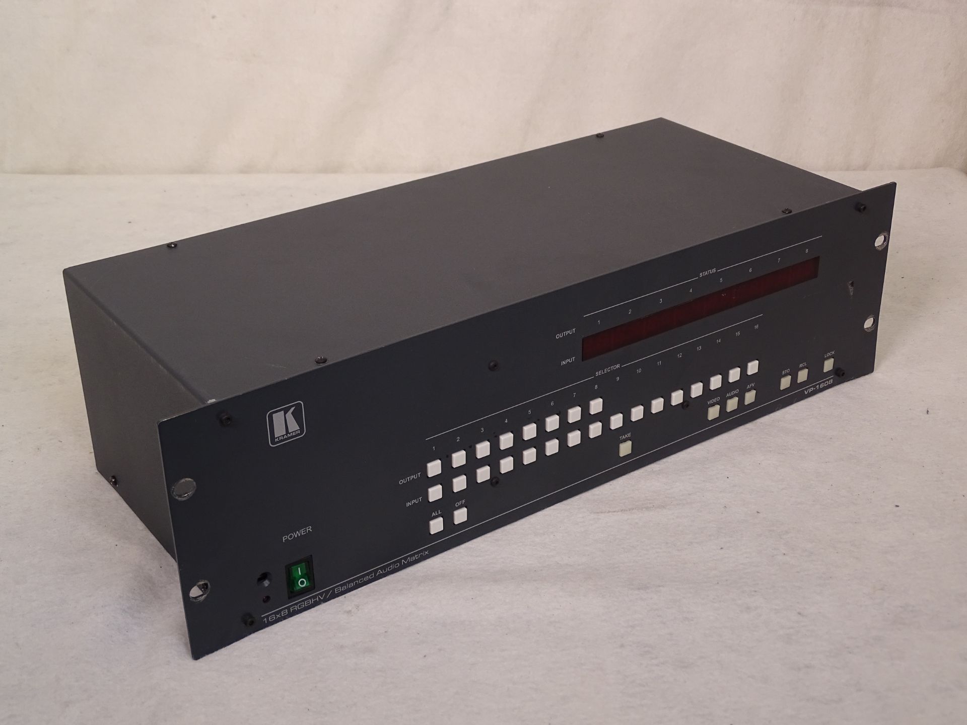 A Kramer VP1608 matrix switcher for RGBHV and balanced audio signals ...
