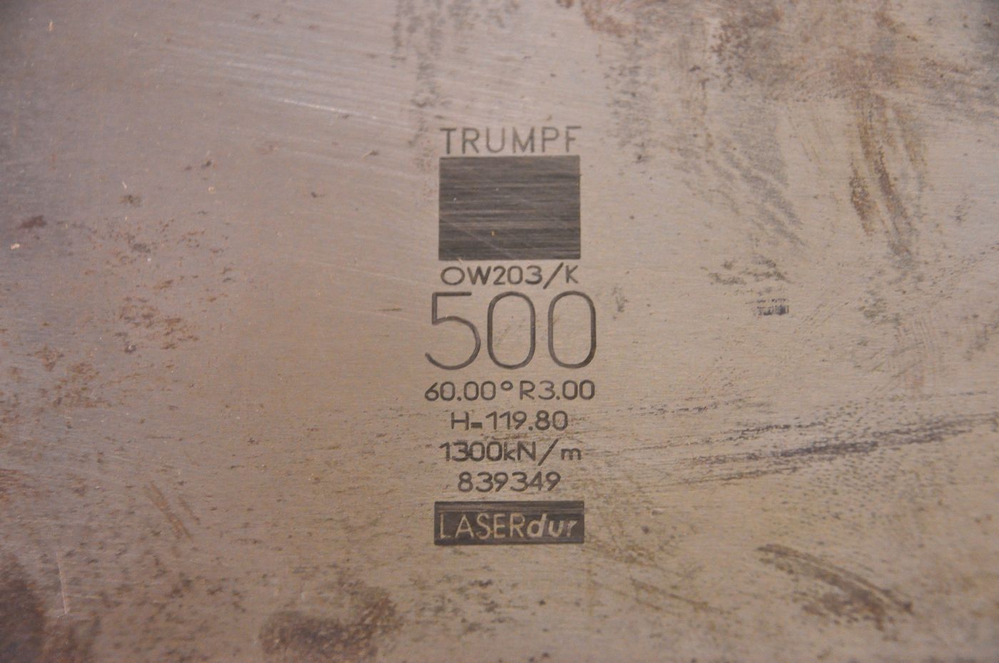 Trumpf LASERdur 500-mm 130-Ton Capacity Model OW 203/K Punch with Wood ...