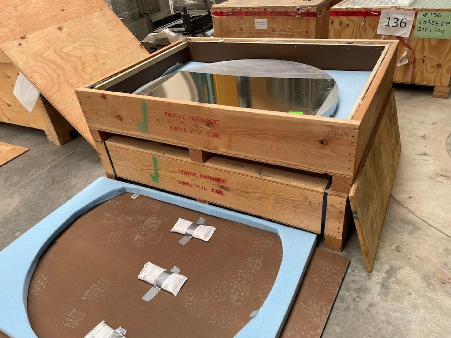 LOT (2) CRATES EACH W (1) ALUMINUM PLATE APPROX 53 X 41 X 3 INCH ...