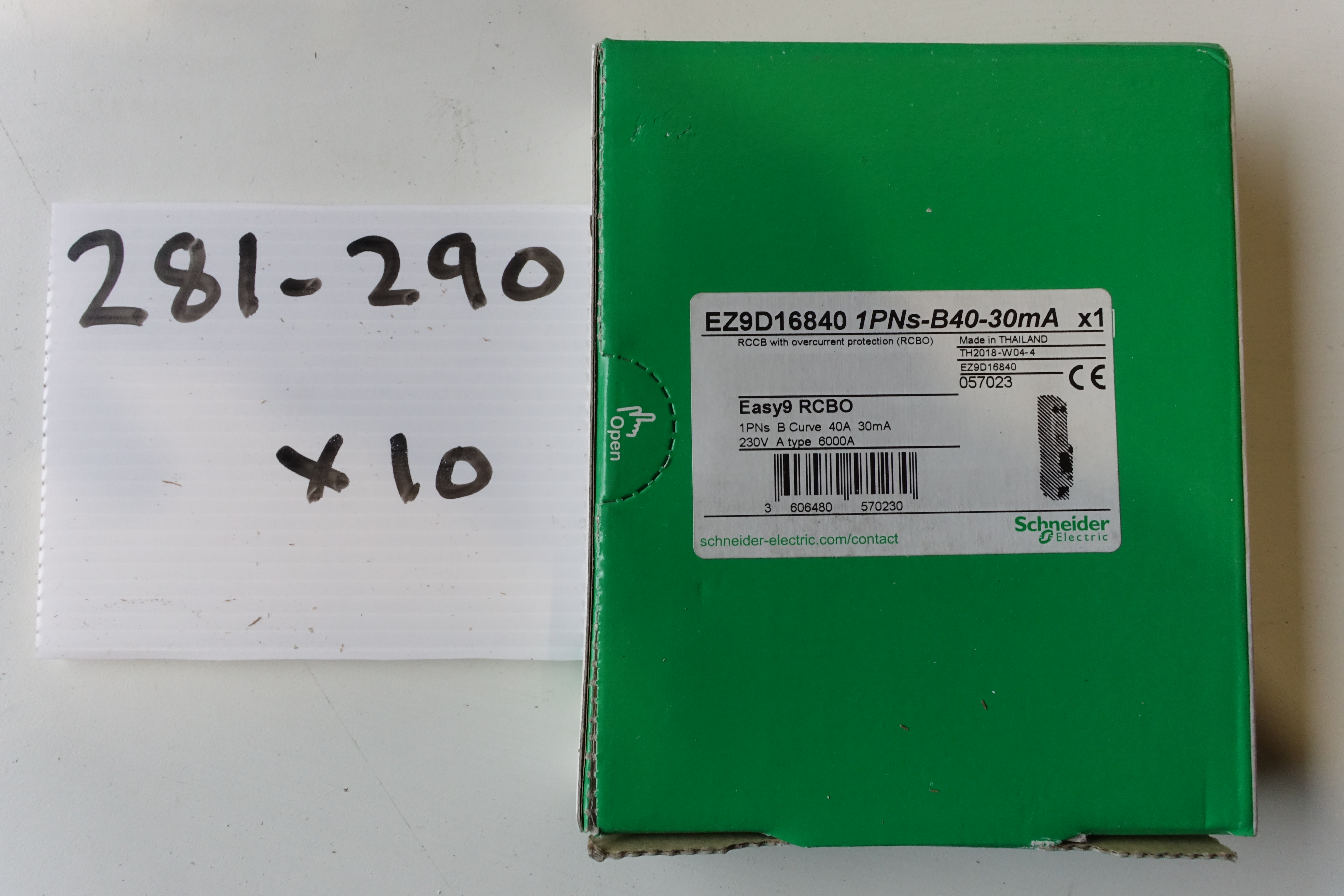 10 x SCHNEIDER EZ9D16840 1 PNs -B40 - 30mA RCCB's with Overcurrent ...