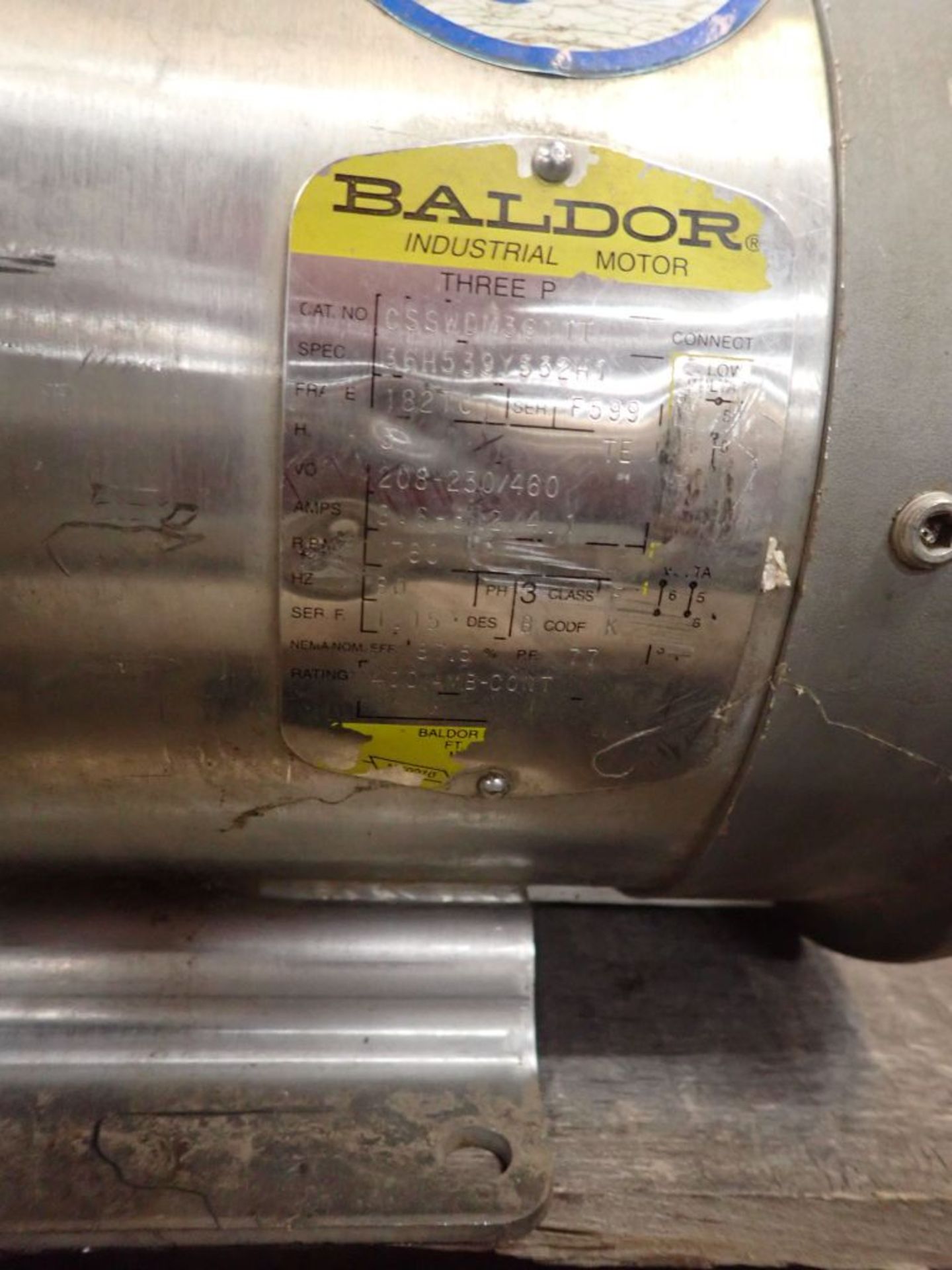 (1) Baldor Industrial 3HP Motor, Cat No. CSSWDM3611T, 3 HP, 208-230/460 ...