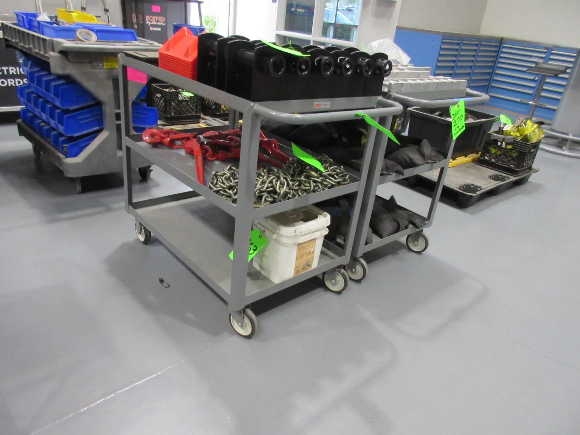 LOT OF (2) METAL UTILITY SHOP CART (CONTENTS NOT INCLUDED)