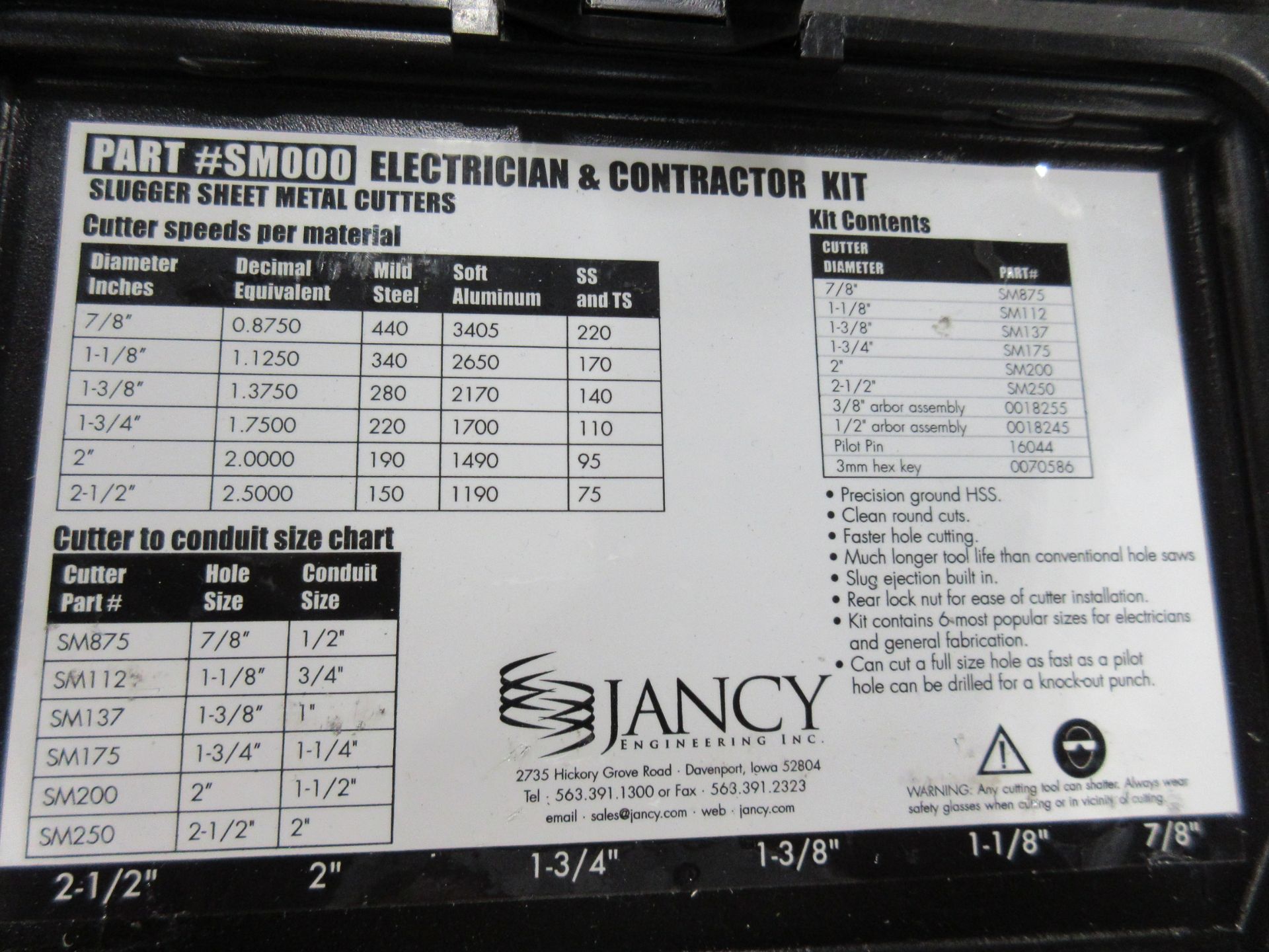 JANCY SLUGGER SHEET METAL 6 CUTTERS KIT