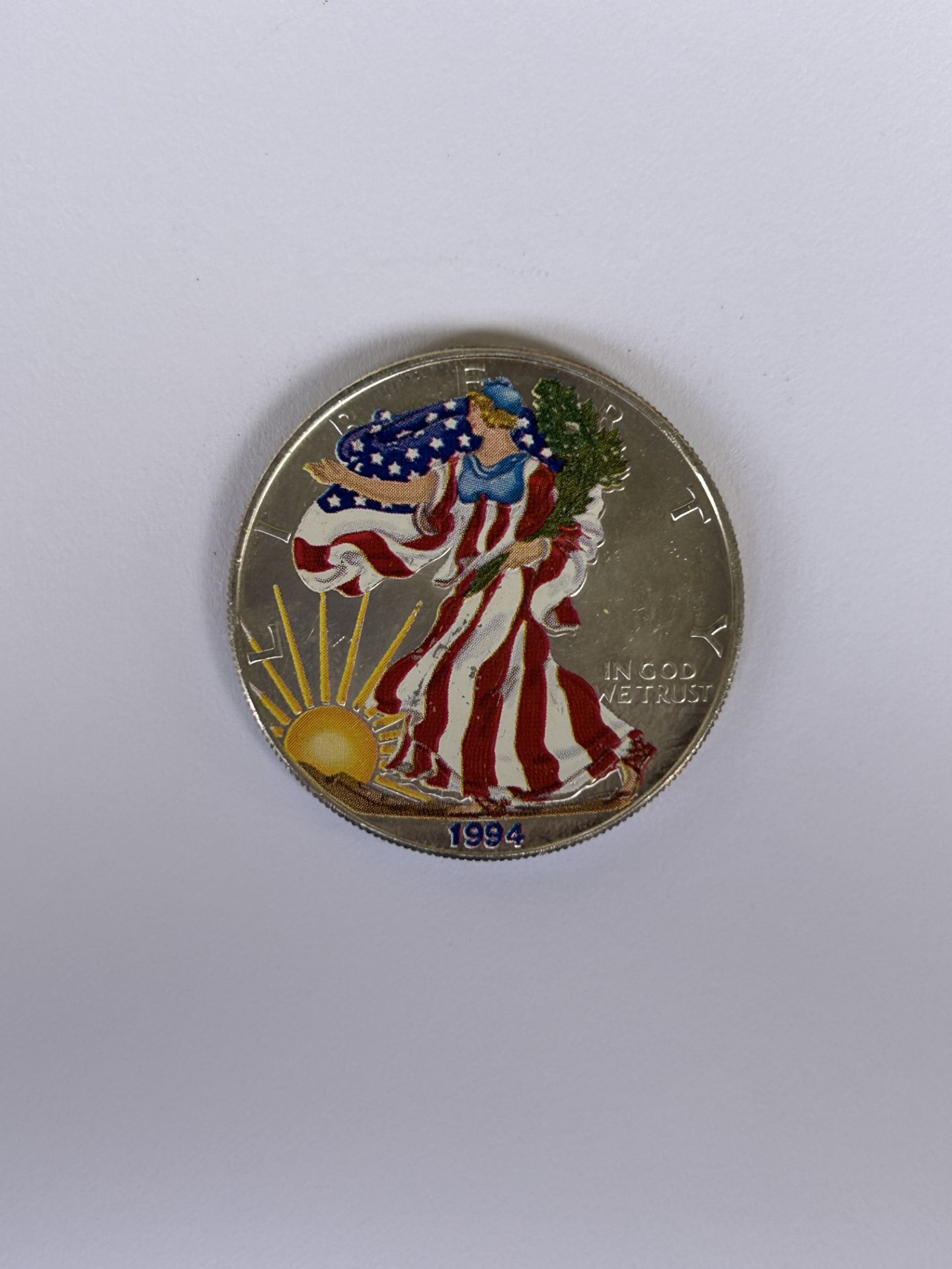 1994 COLORIZED AMERICAN SILVER EAGLE 1 OZ. FINE SILVER ONE DOLLAR COIN ...