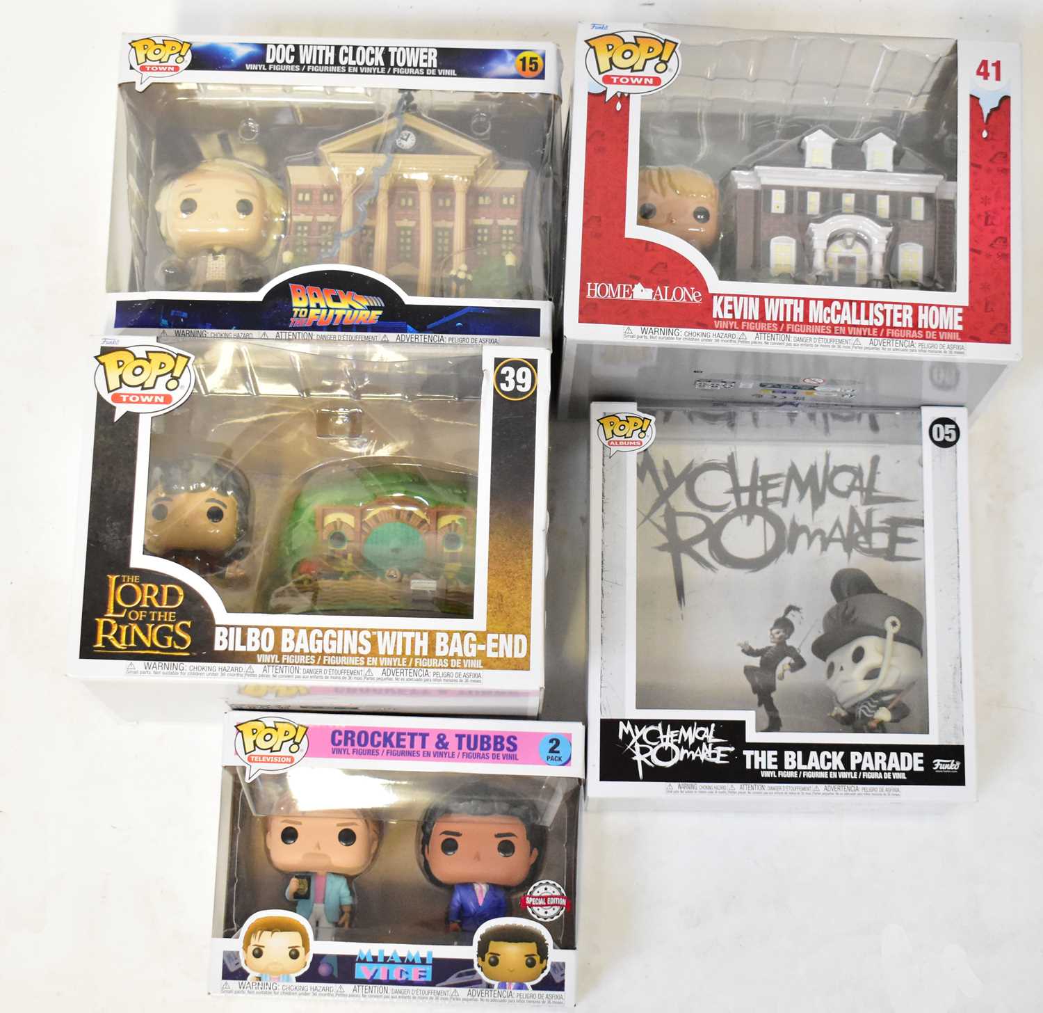FUNKO POP!; five oversized collectible figure packs, comprising ...