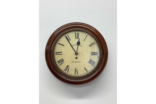 REYNOLDS, NEWQUAY; a 19th century mahogany wall clock, diameter 40cm.