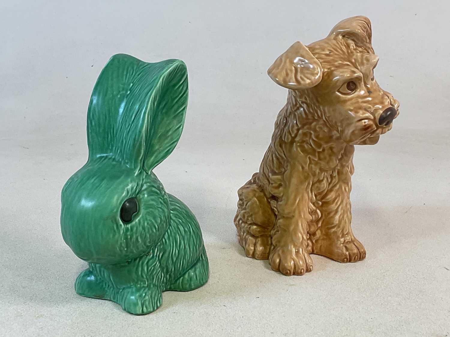 SYLVAC; a pottery dog and rabbit, height 28cm.
