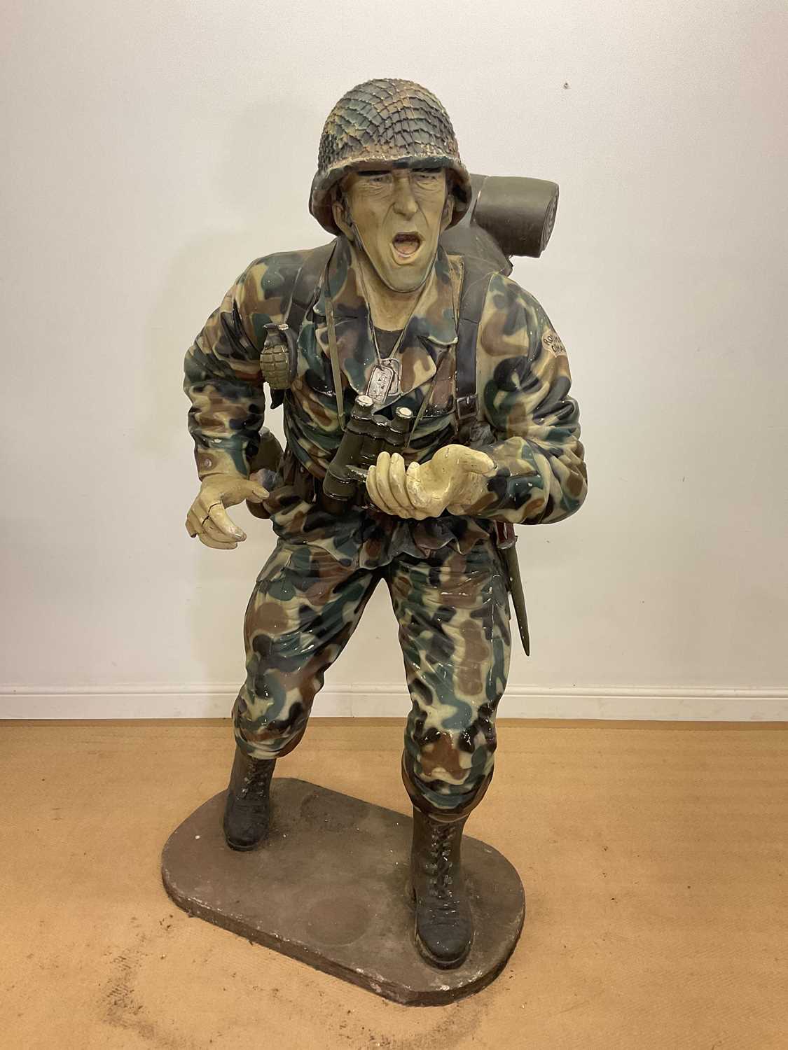 A fibreglass and resin American G I figure fully painted in US Marine ...
