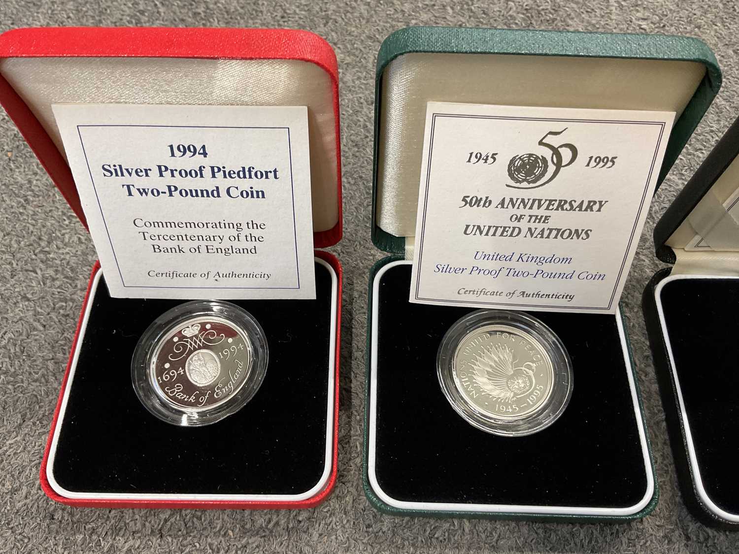 ROYAL MINT; four silver two pound coins comprising a 1994 silver proof ...