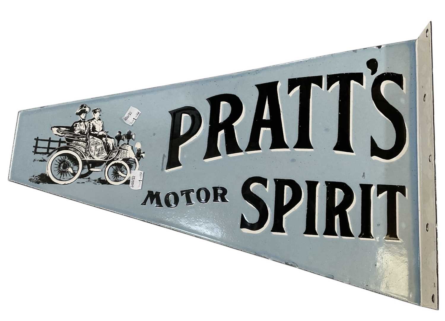 A decorative double sided enamelled advertising sign for Pratt's Motor ...