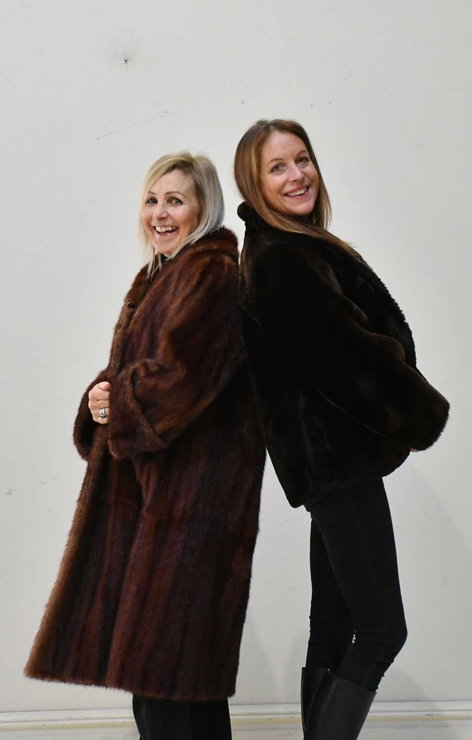ROYAL STAR FURS; a full length vintage musquash fur coat, with turned ...