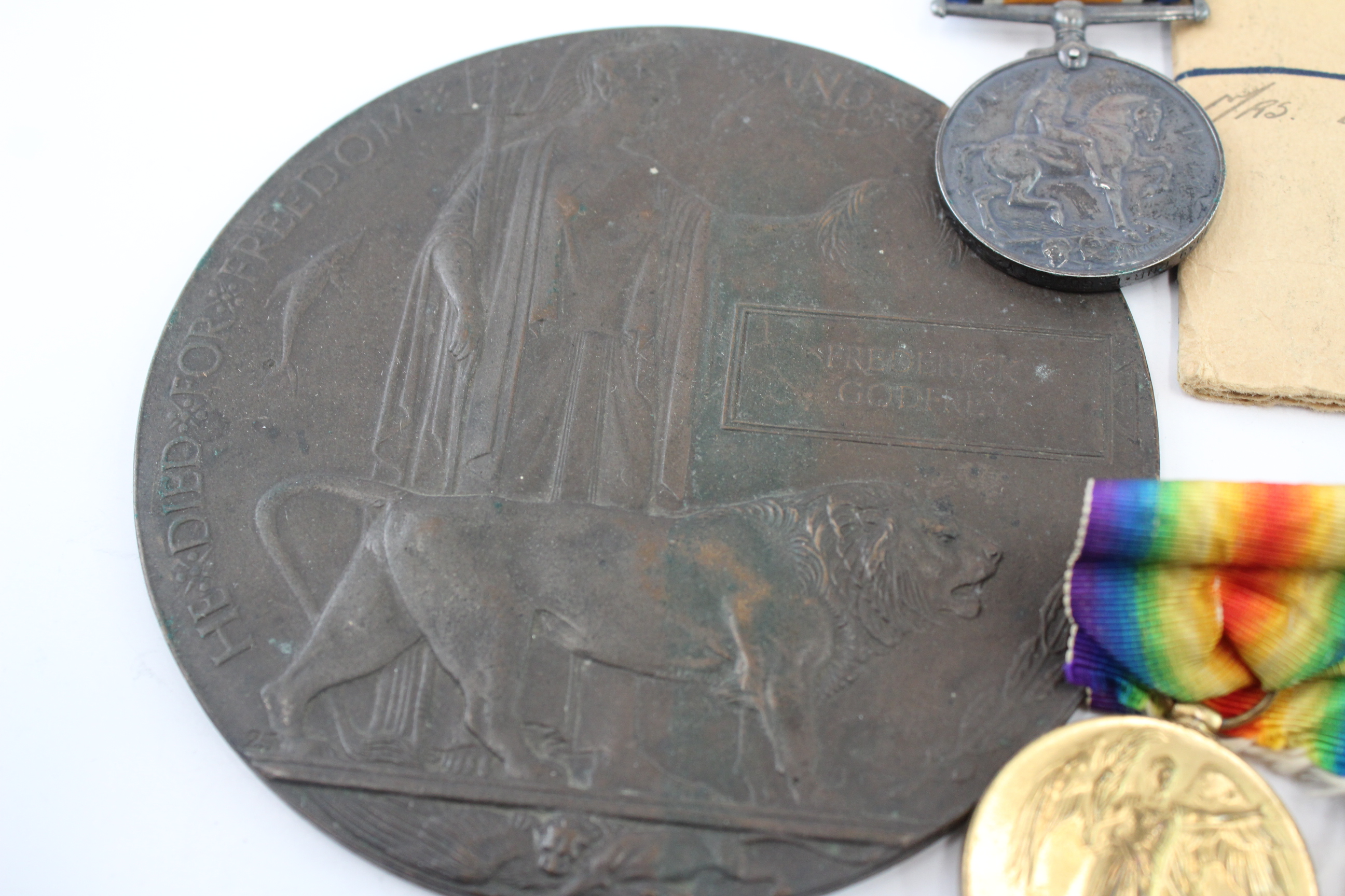 WW1 Death Plaque & Medal Pair w/ Box & Postal Packet Pnr Frederick ...