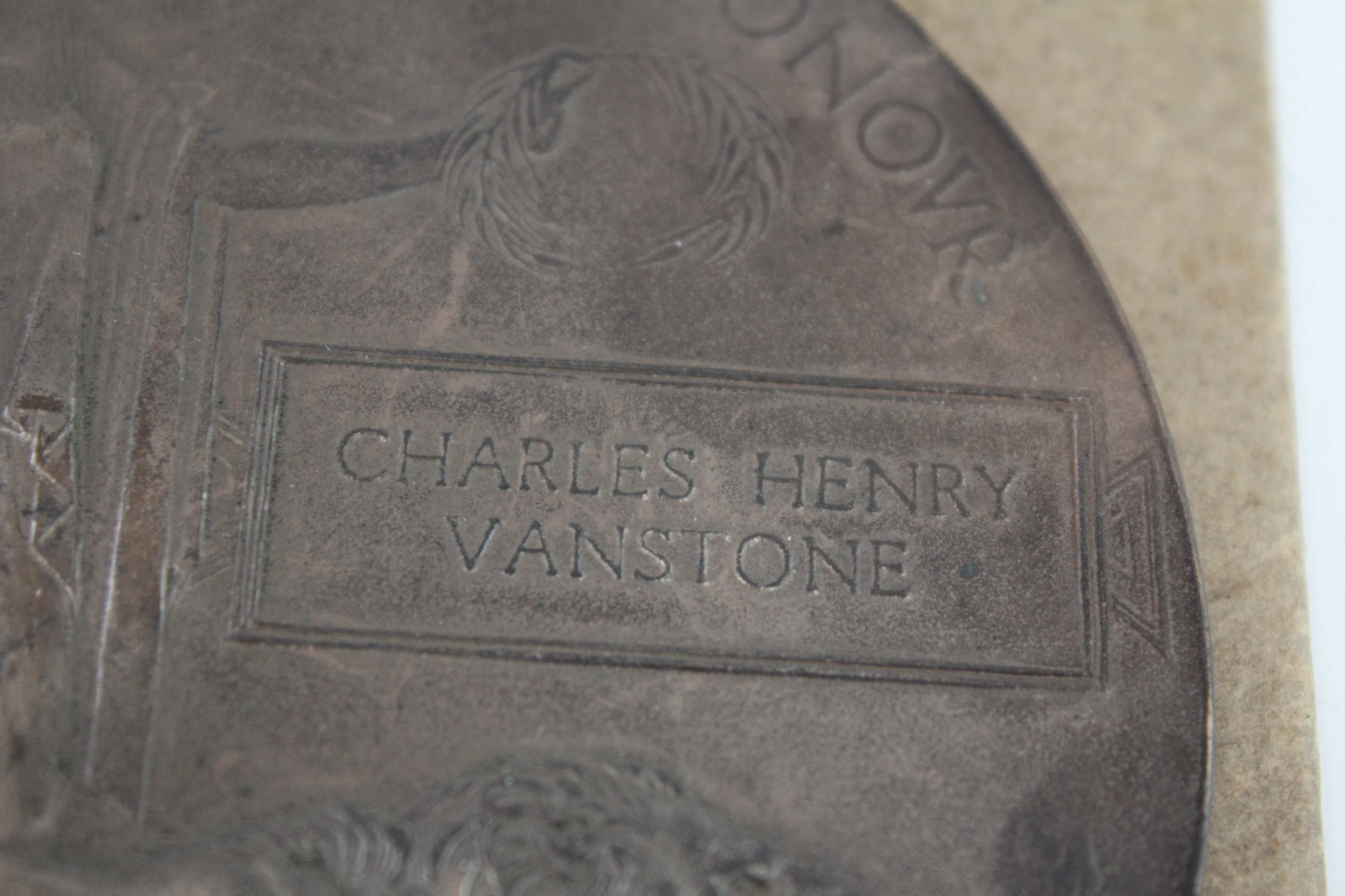 WW1 Death Plaque & Card Holder To Charles Henry Vanstone - WW1 Death ...