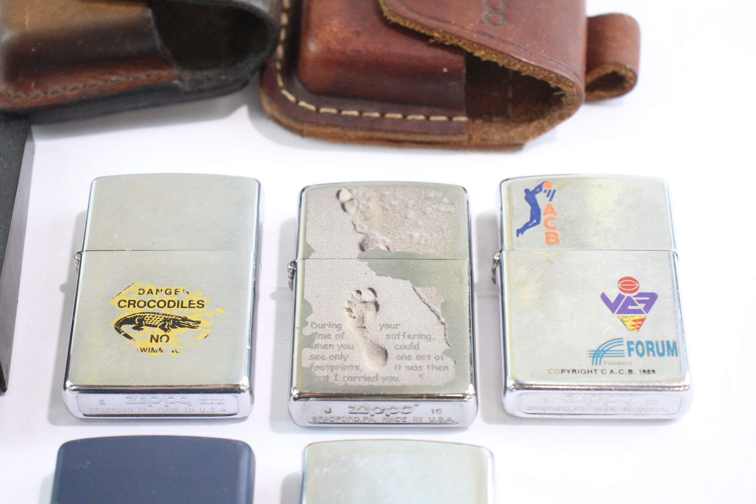 Zippo Pocket Lighters Tobacciana Collectables w/ Belt Cases Inc Porsche ...
