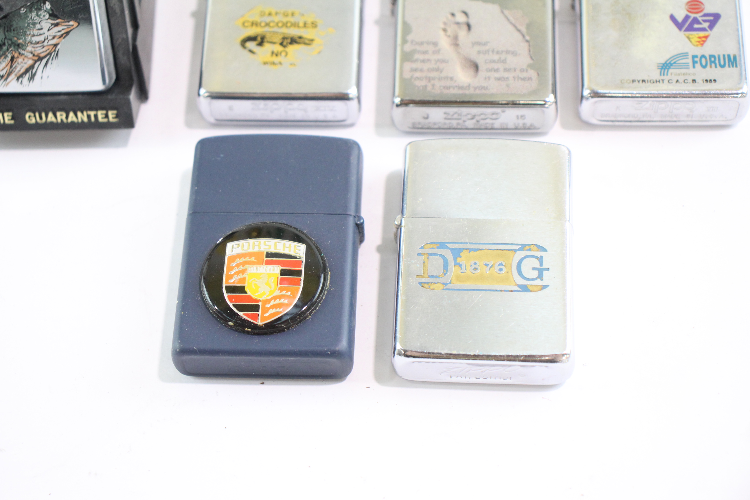 Zippo Pocket Lighters Tobacciana Collectables w/ Belt Cases Inc Porsche ...