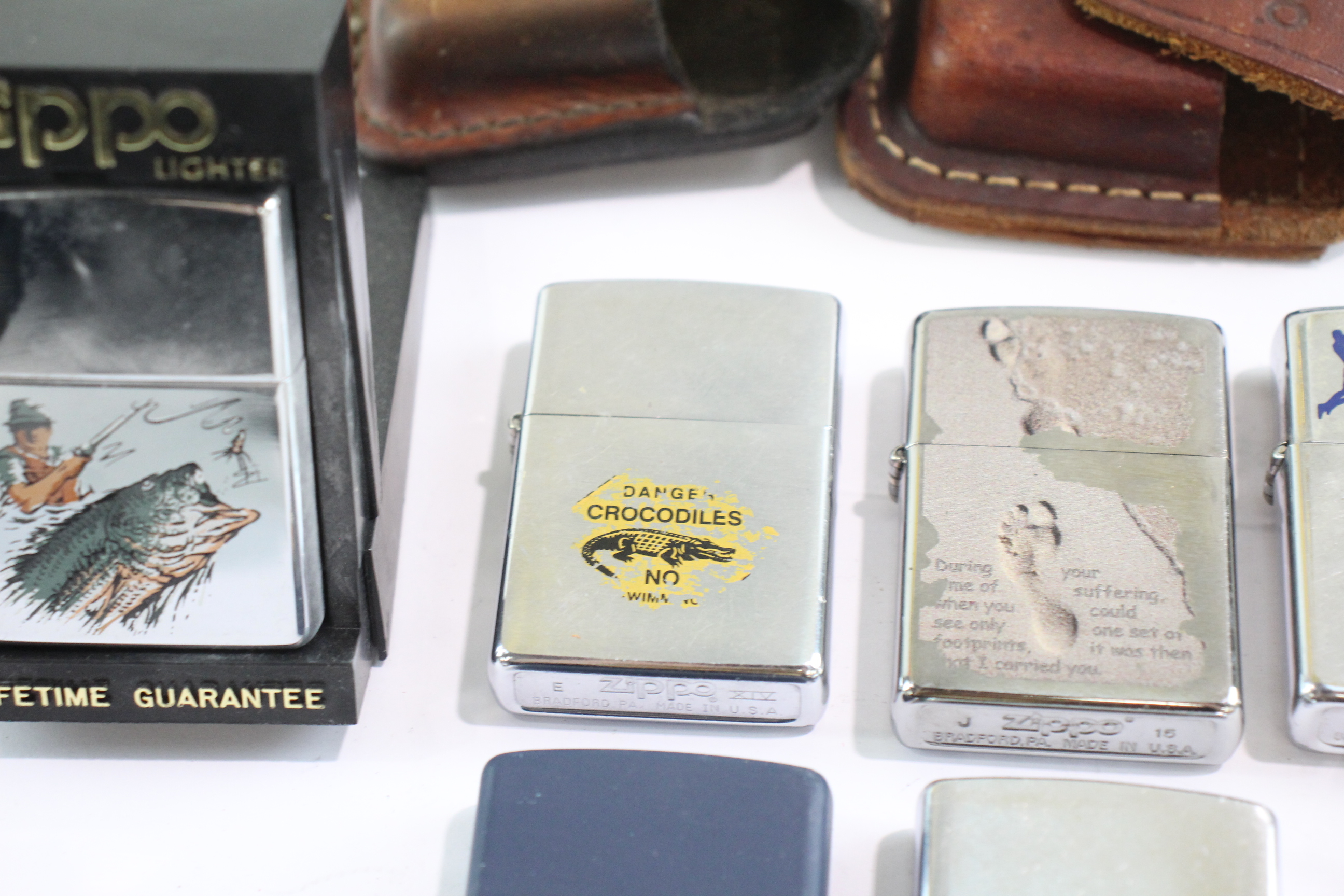 Zippo Pocket Lighters Tobacciana Collectables w/ Belt Cases Inc Porsche ...