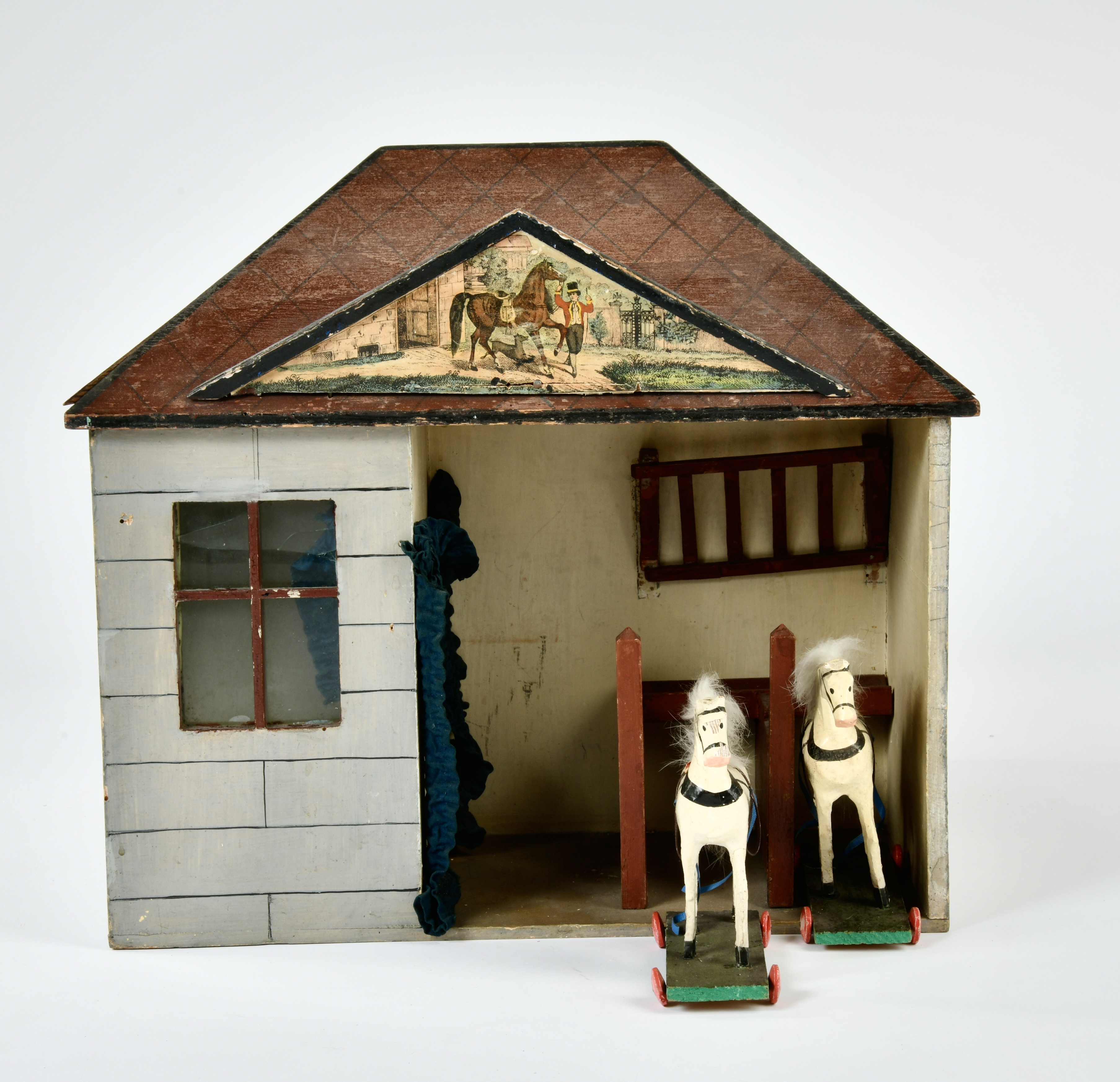 Stable with decorated gable, Germany, around 1880, 37 x 35 cm, roof ...