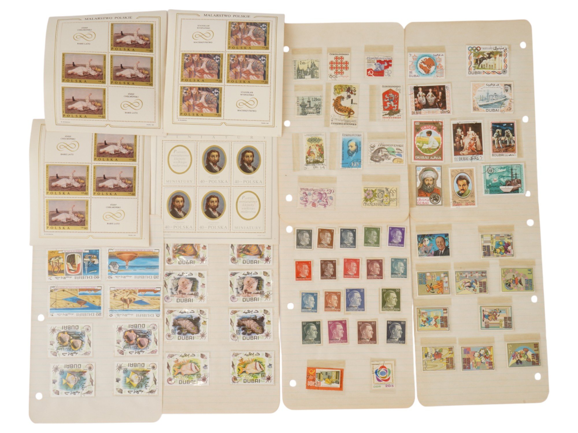 A large collection of mid-20th century Polish stamp sheets and separate ...