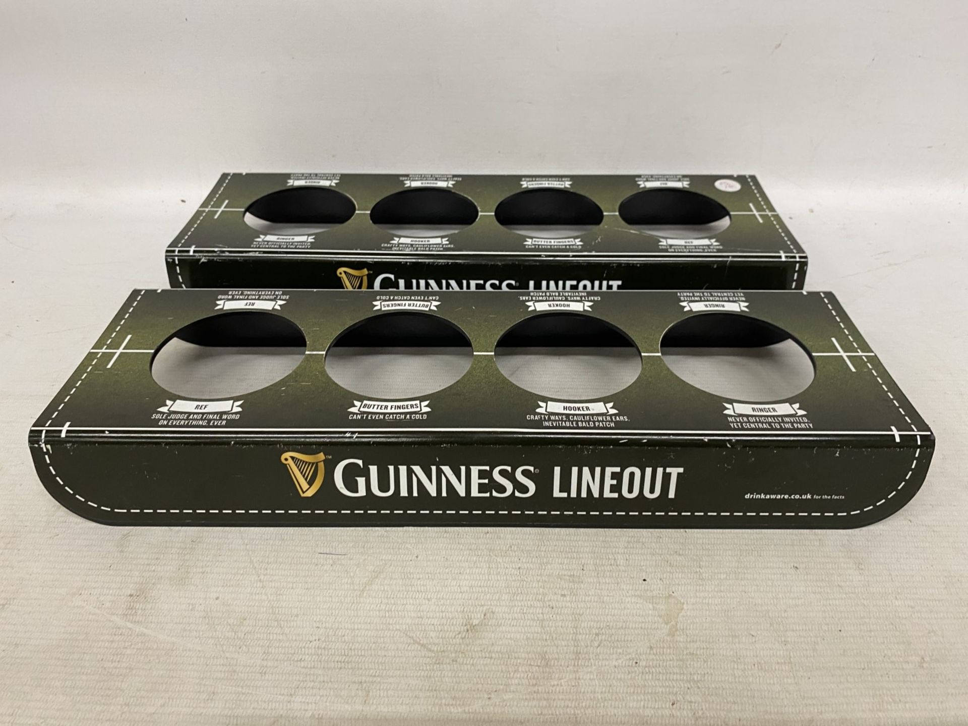 TWO GUINNESS RUGBY UNION THEMED 4 PINT CARRY TRAYS