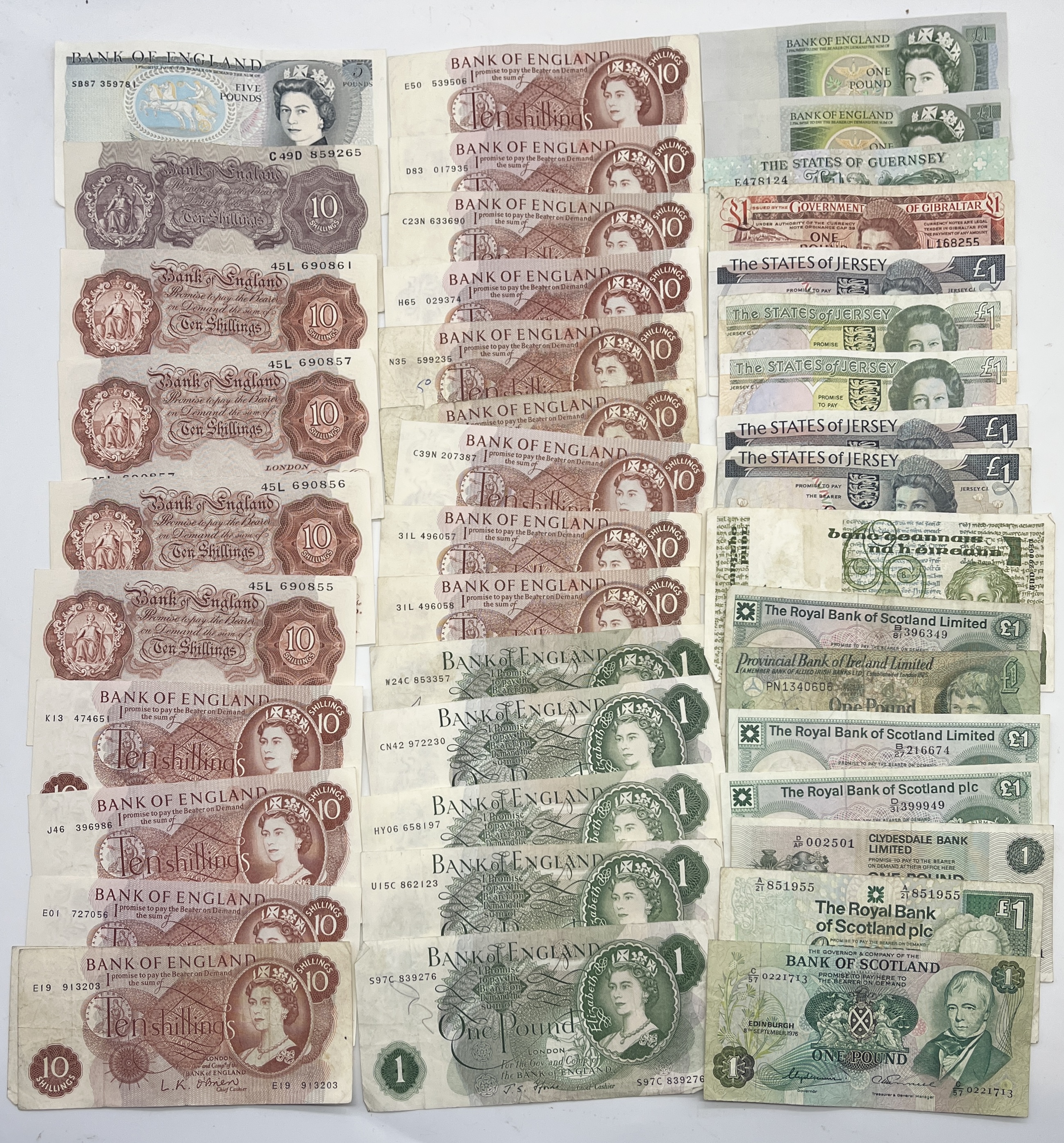 A collection of United Kingdom and other banknotes including Bank of ...