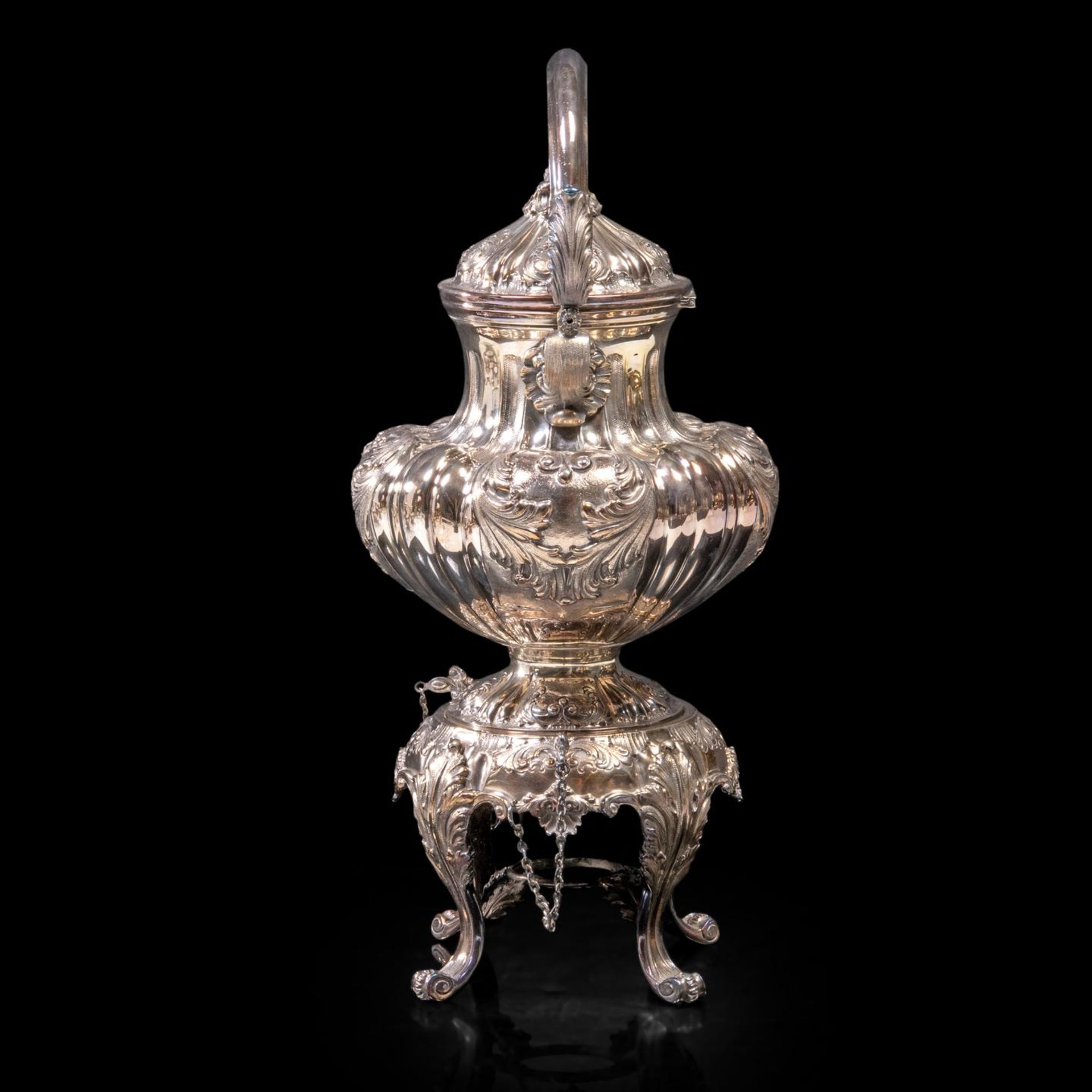An Italian Rococo Revival silver coffee and tea set, 800/000, H 17- 40 ...
