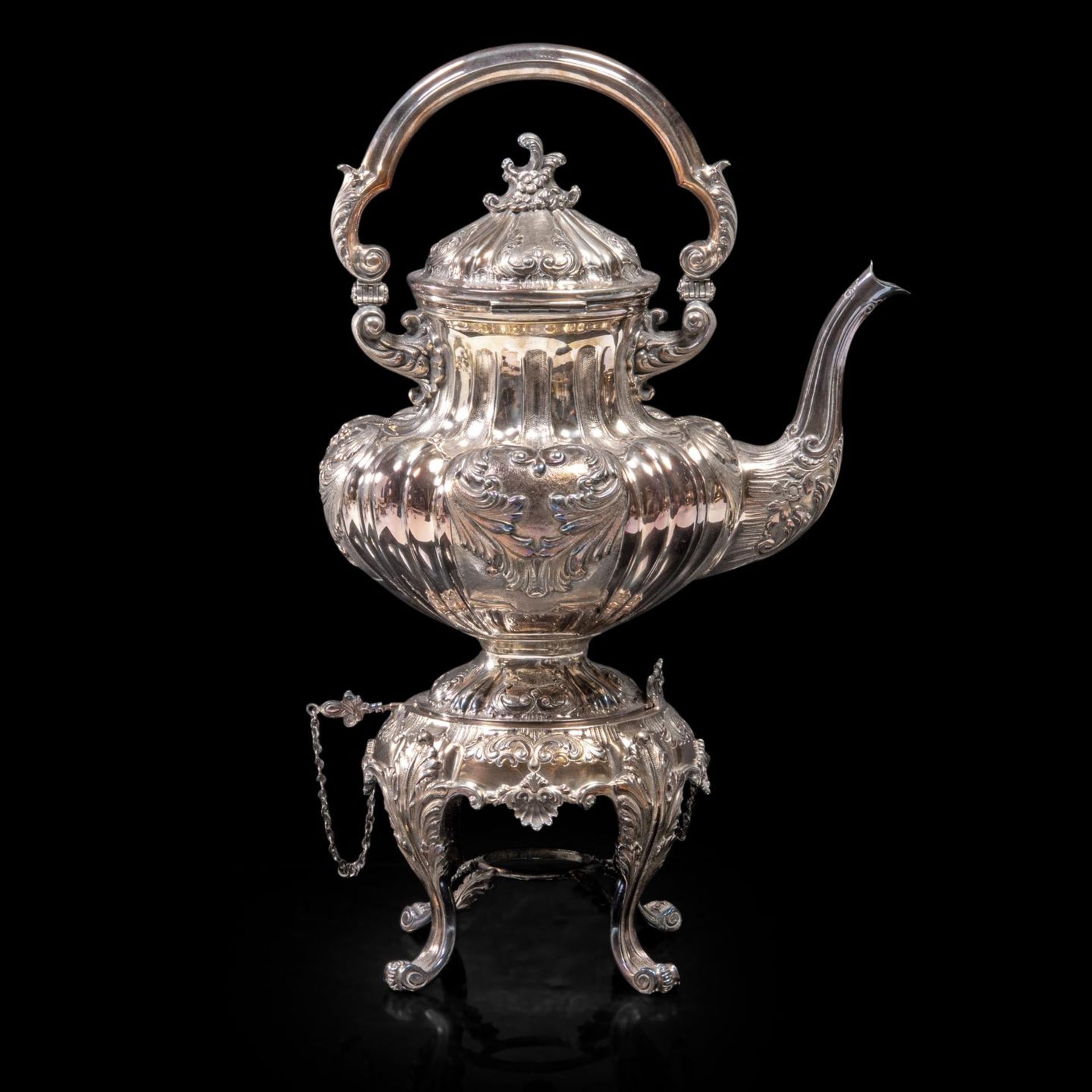 An Italian Rococo Revival silver coffee and tea set, 800/000, H 17- 40 ...